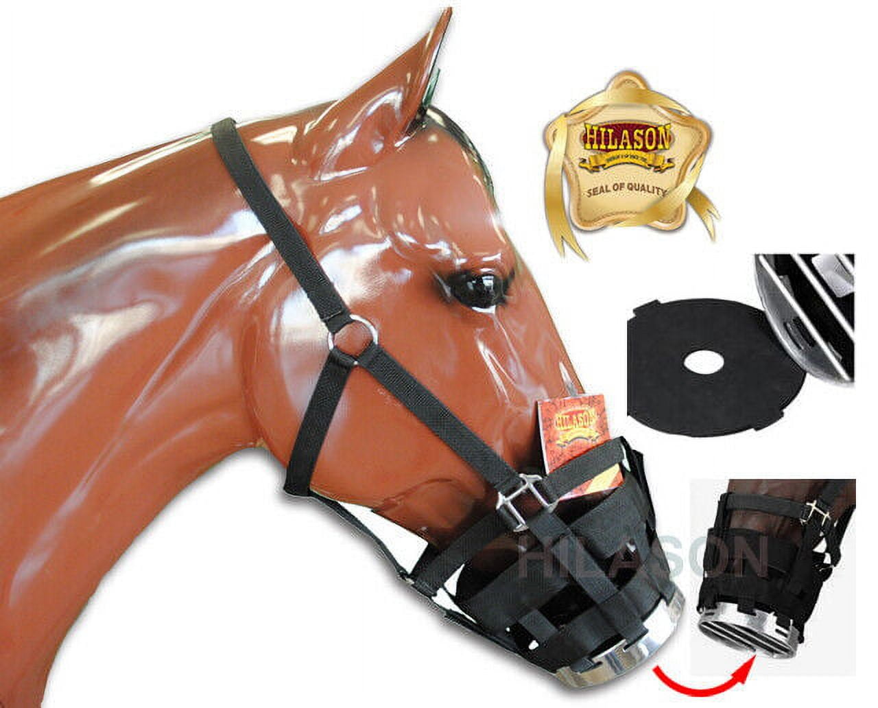 Aluminum Framed Cribbing Biting Muzzle Nylon Web Rubber Padding Black ...