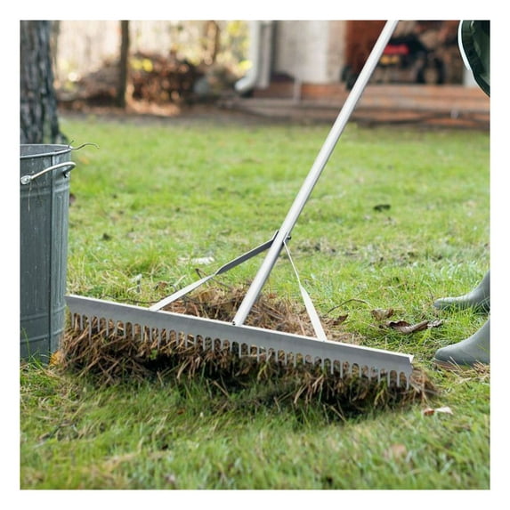 Aluminum Garden Rake - 36 Inch Wide Lawn Rake with 68 Inch Long Handle ...