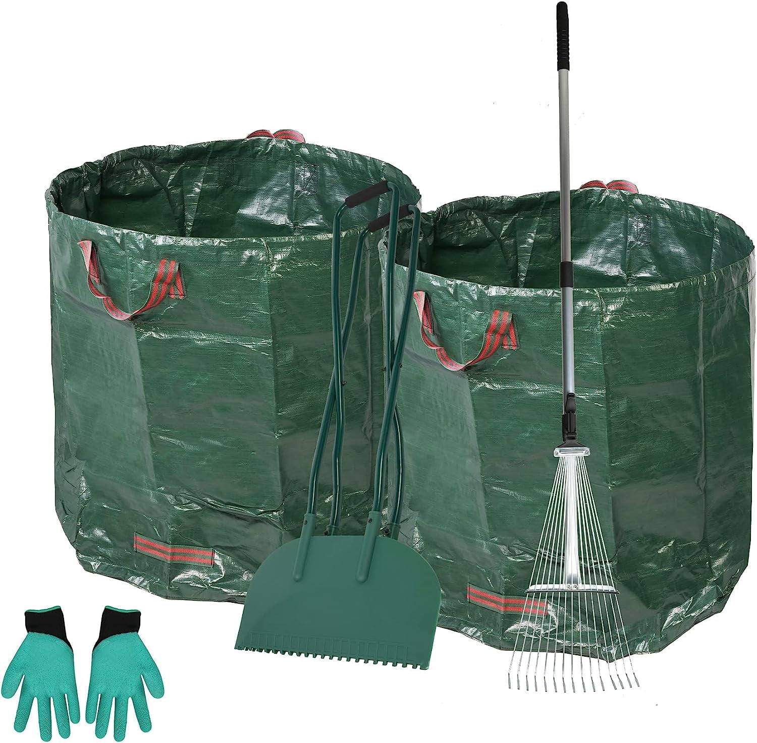 Aluminum Gardening Adjustable Leaf Rake, Come with Leaf Grabber Rake, 2 ...