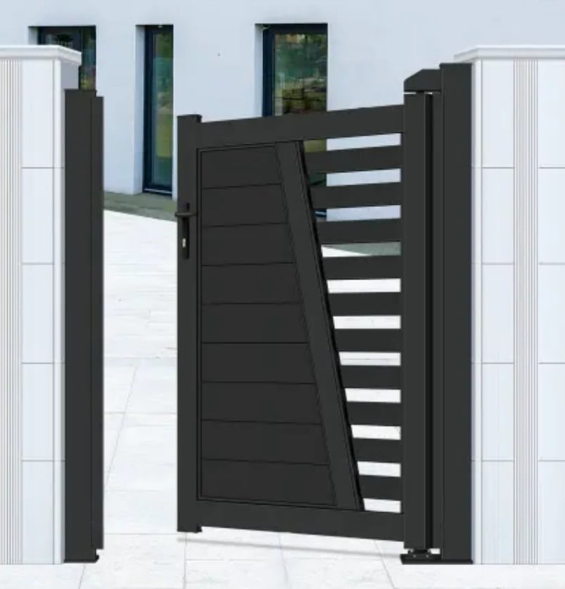 Aluminum Gate - 42.5in x 64in | Slant Design, Black Powder-Coated, Rust ...