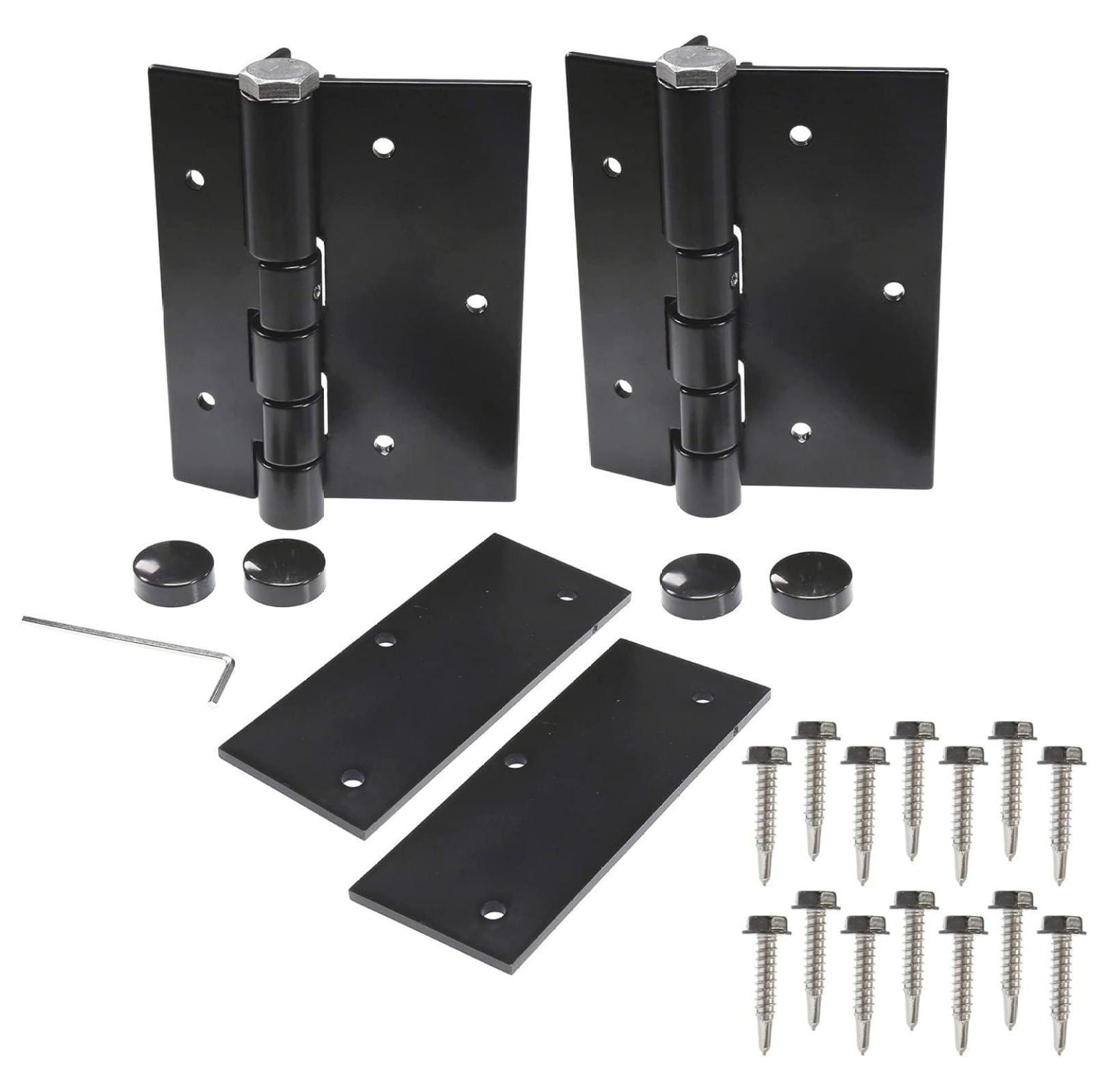 Aluminum Gate Hinges - Pair of 5" Self-Closing Black Hinges for ...