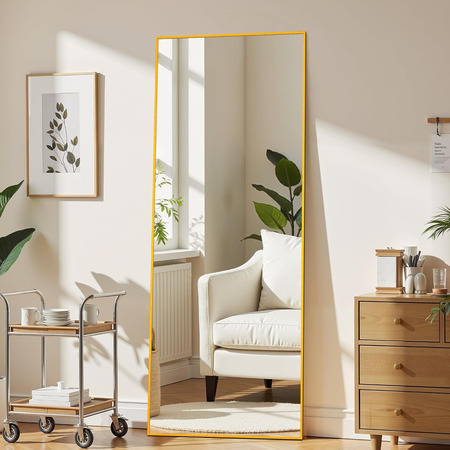 Aluminum Gold Frame Full Length Mirror, Large Full Length Mirror for ...