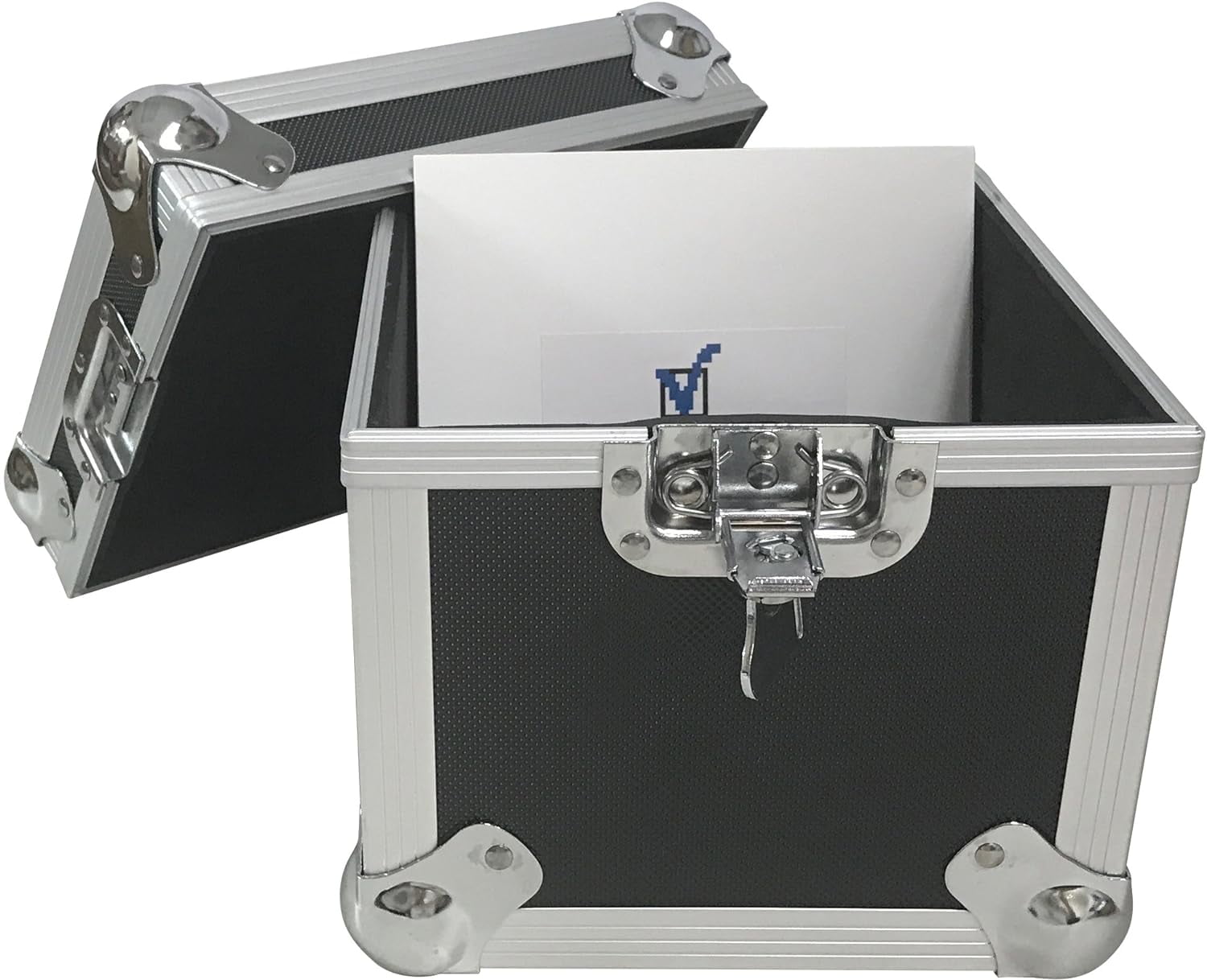 Aluminum Heavy Duty 7" 45 RPM Vinyl Record Album Storage Box (Black ...