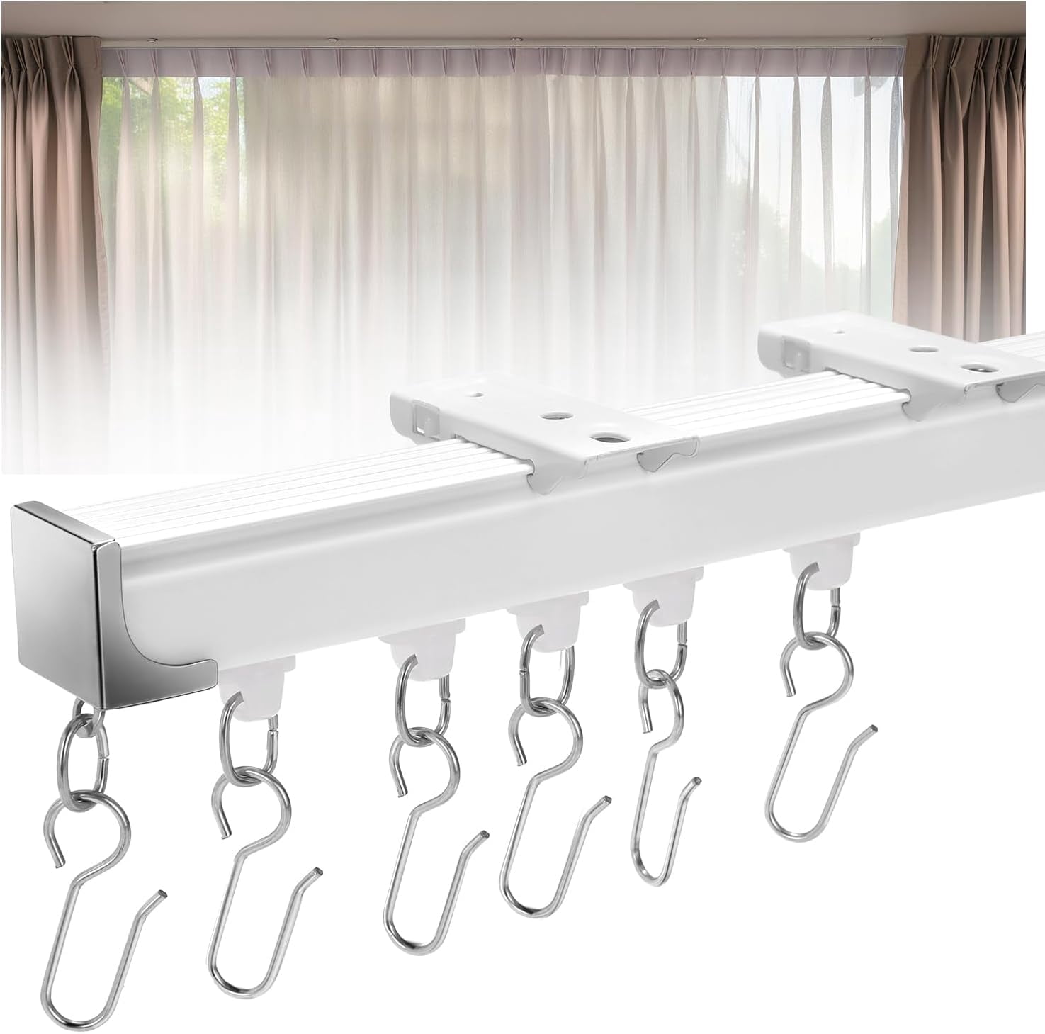 Aluminum Heavy Duty Ceiling Curtain Track, Room Divider Rail System ...
