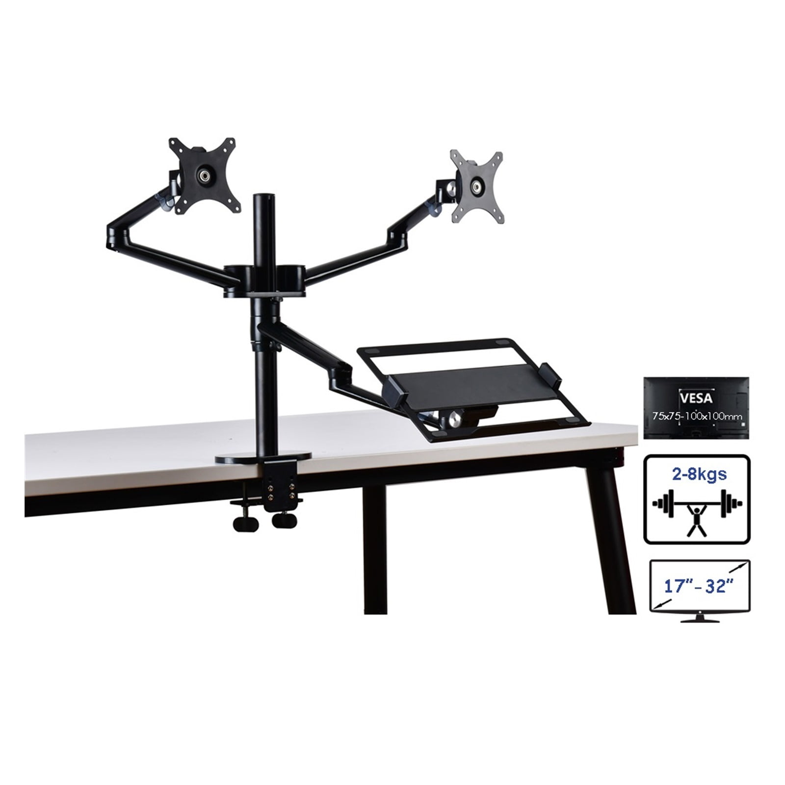 Aluminum Height Adjust Desktop Dual 17-32 Inch Monitor Holder+12-17 ...