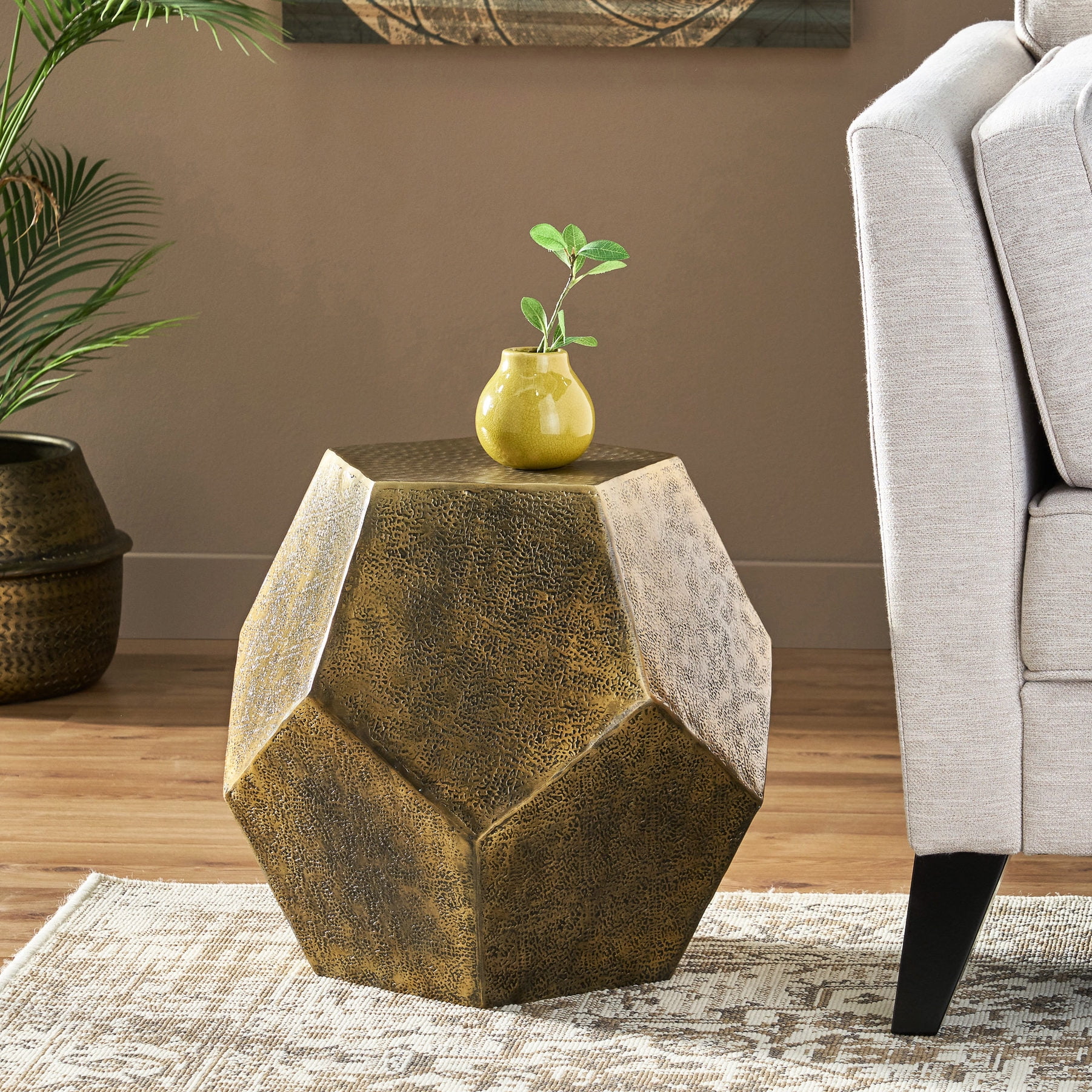Aluminum Hexagonal Table with Modern Glam Design - Elevates Home's ...