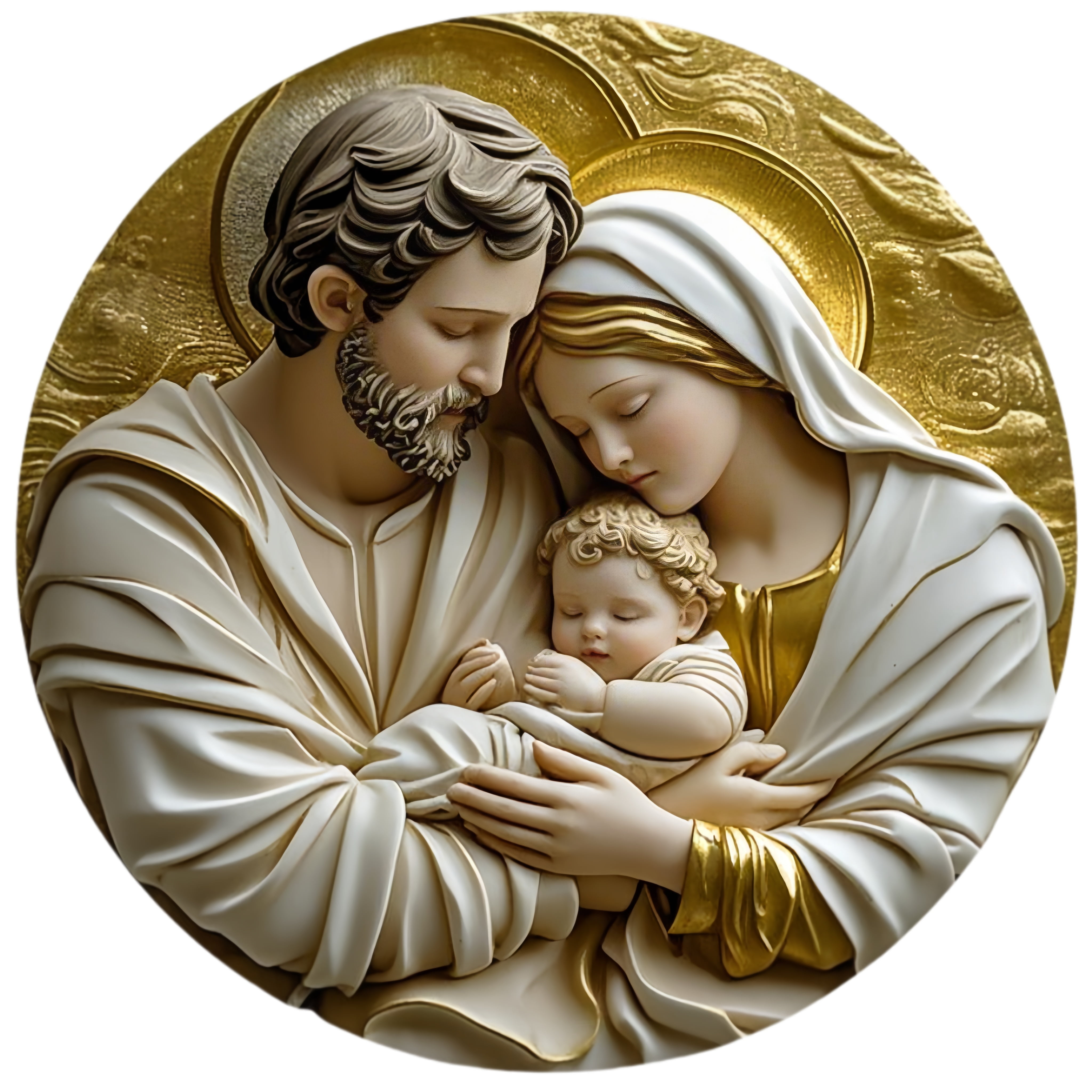 Aluminum Holy Family of Jesus Round 2D Wall Art, Religious Home Decor ...