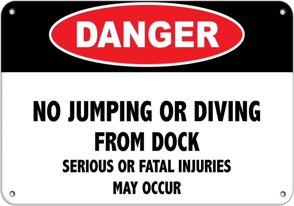 Aluminum Horizontal Metal Sign Multiple Sizes Danger No Jumping Diving ...