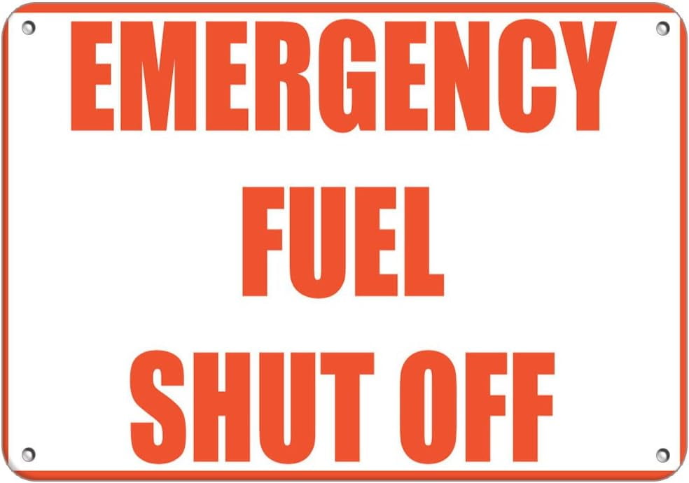 Aluminum Horizontal Metal Sign Multiple Sizes Emergency Fuel Shut off ...
