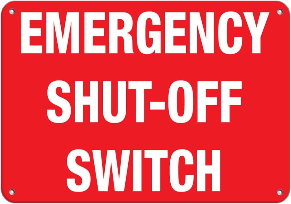 Aluminum Horizontal Metal Sign Multiple Sizes Emergency Shut-Off Switch ...