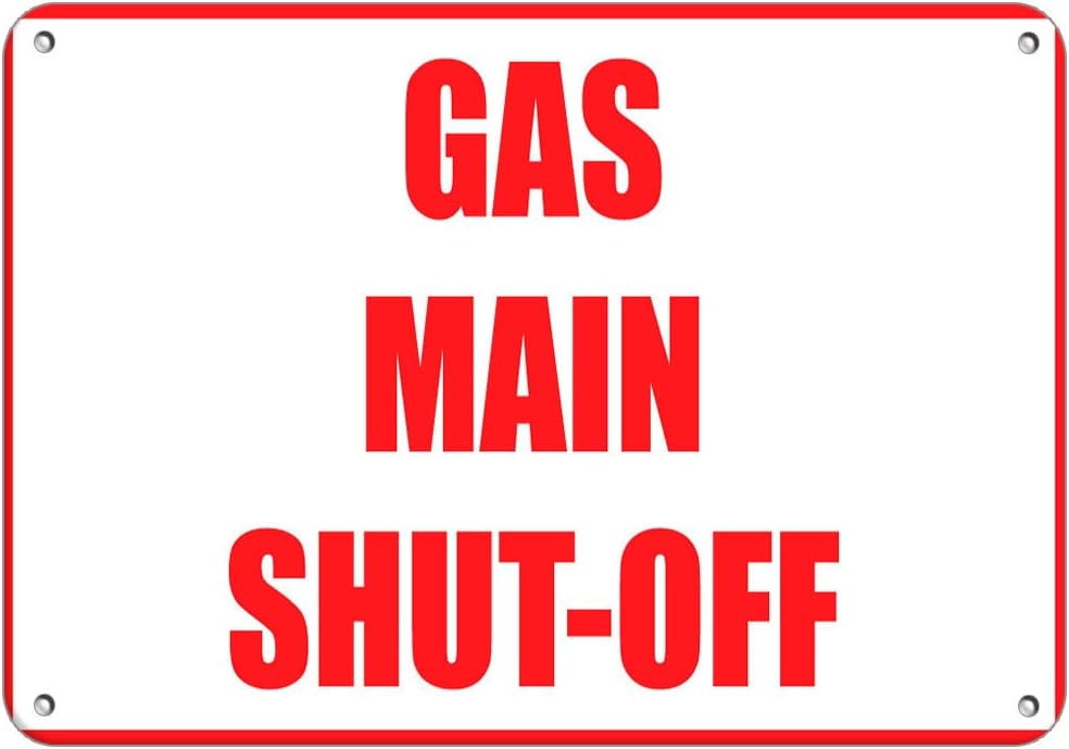 Aluminum Horizontal Metal Sign Multiple Sizes Gas Main Shut Off Hazard ...