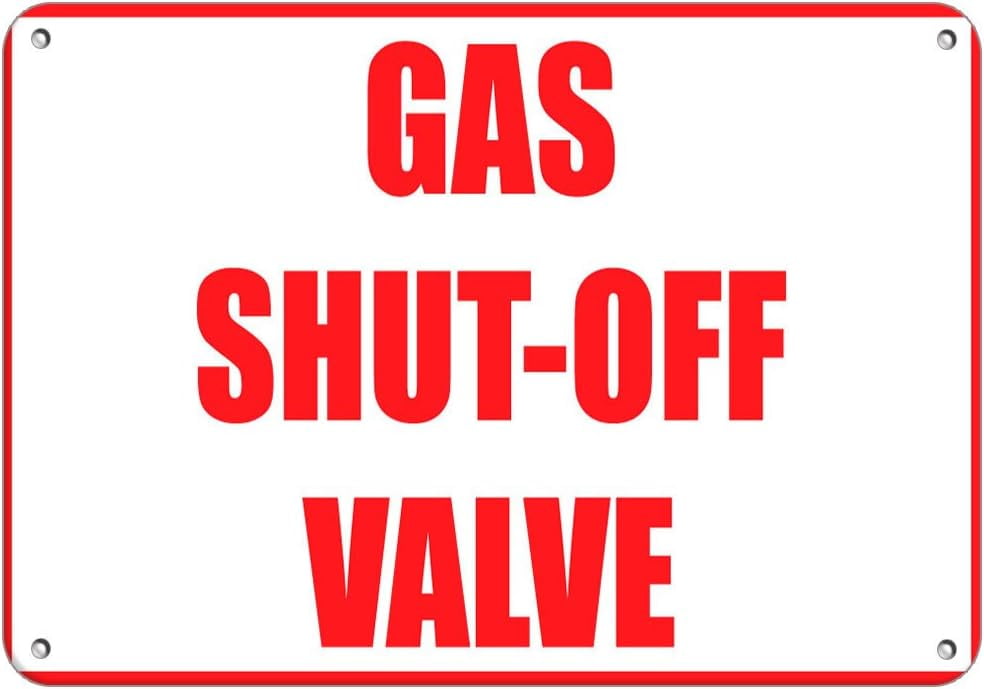 Aluminum Horizontal Metal Sign Multiple Sizes Gas Shut Off Valve Hazard ...