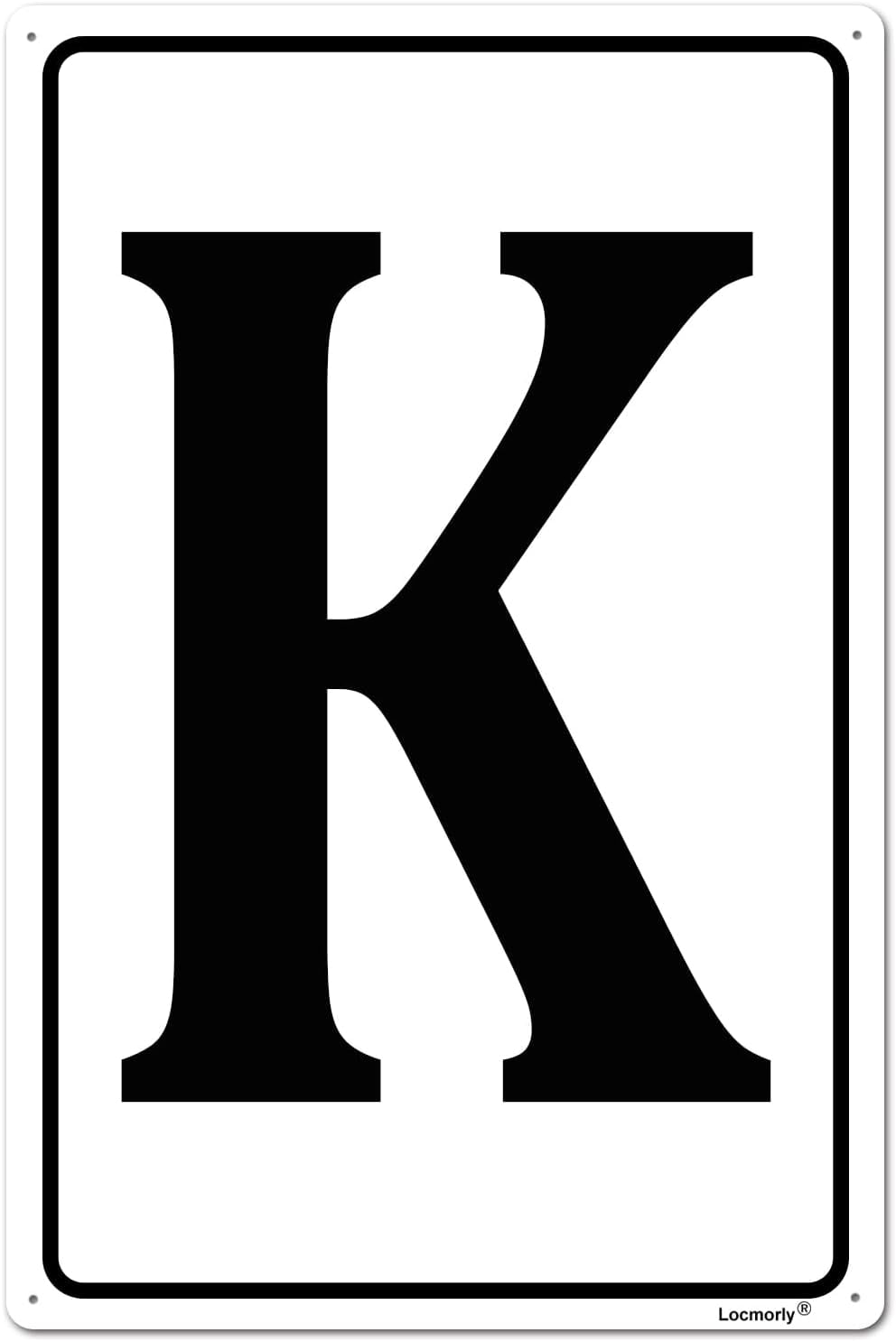 Aluminum Letter Sign K, Parking Spot Letter Signs, 12x16 Inch, Large ...