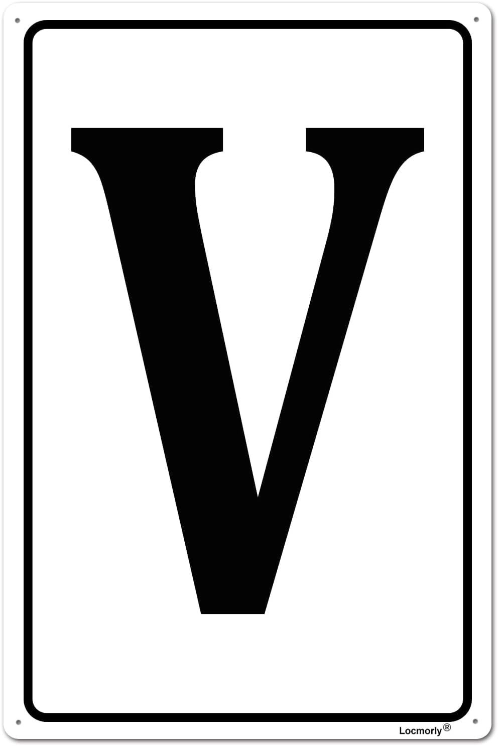 Aluminum Letter Sign V, Parking Spot Letter Signs, 8x12 Inch, Large ...