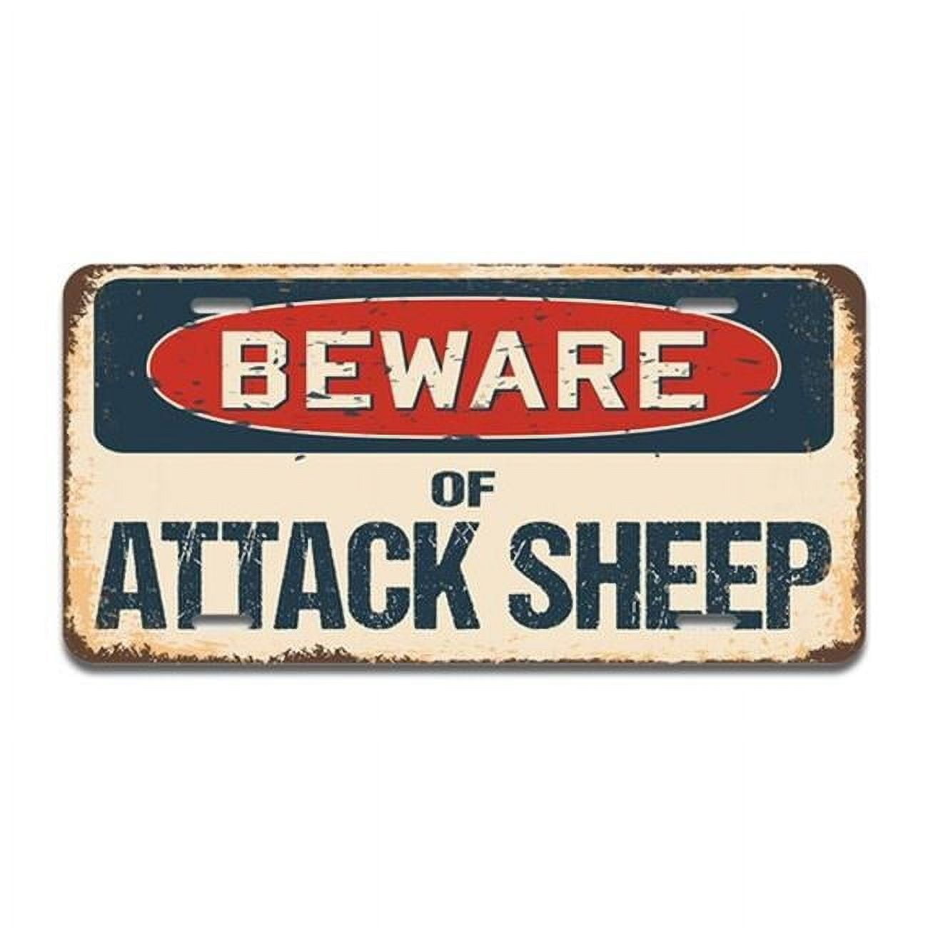 Aluminum License Plate - Beware of Attack Sheep - Walmart.com