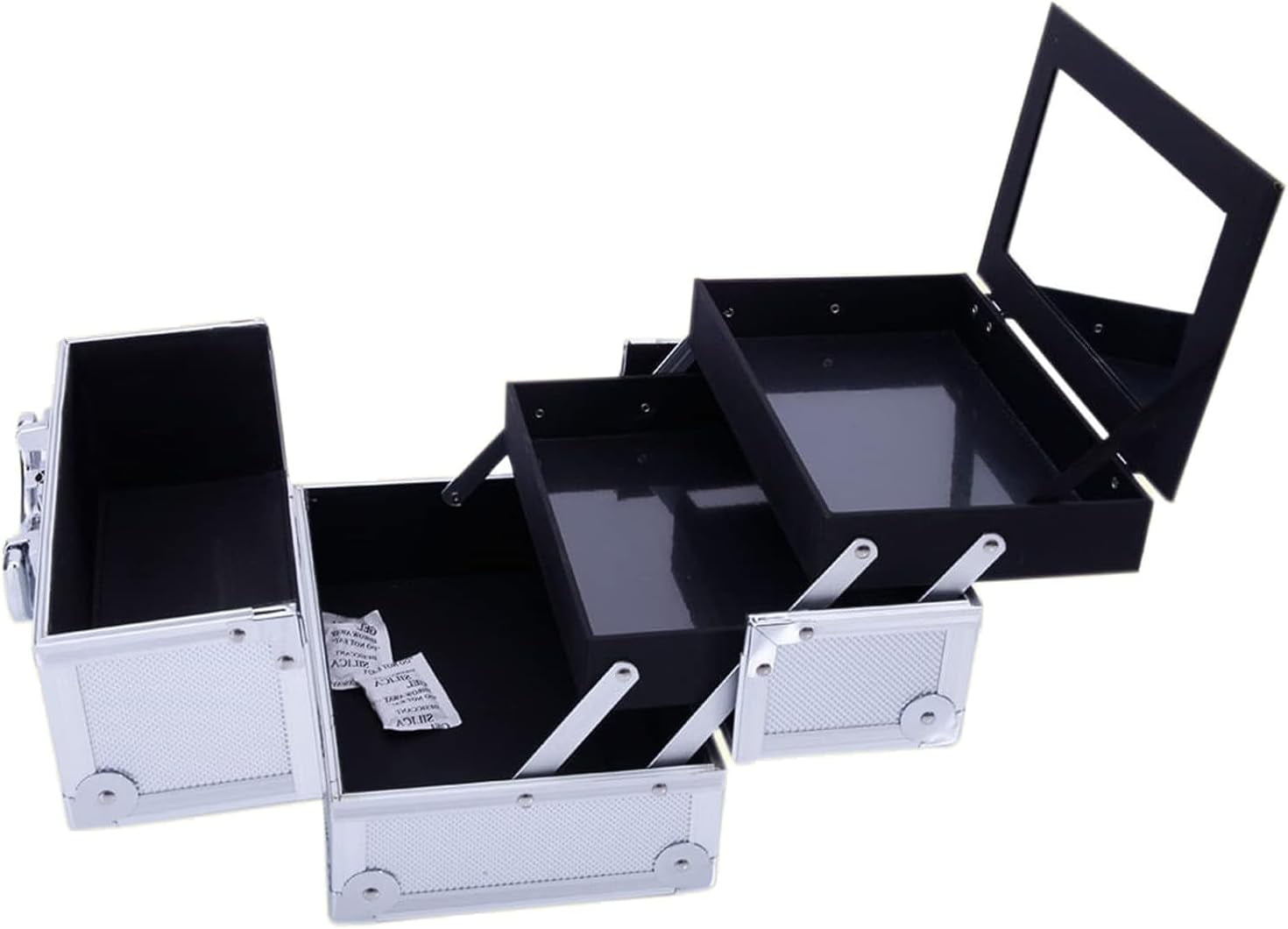 Aluminum Makeup Train Case Jewelry Box Cosmetic Organizer with Mirror 9 ...