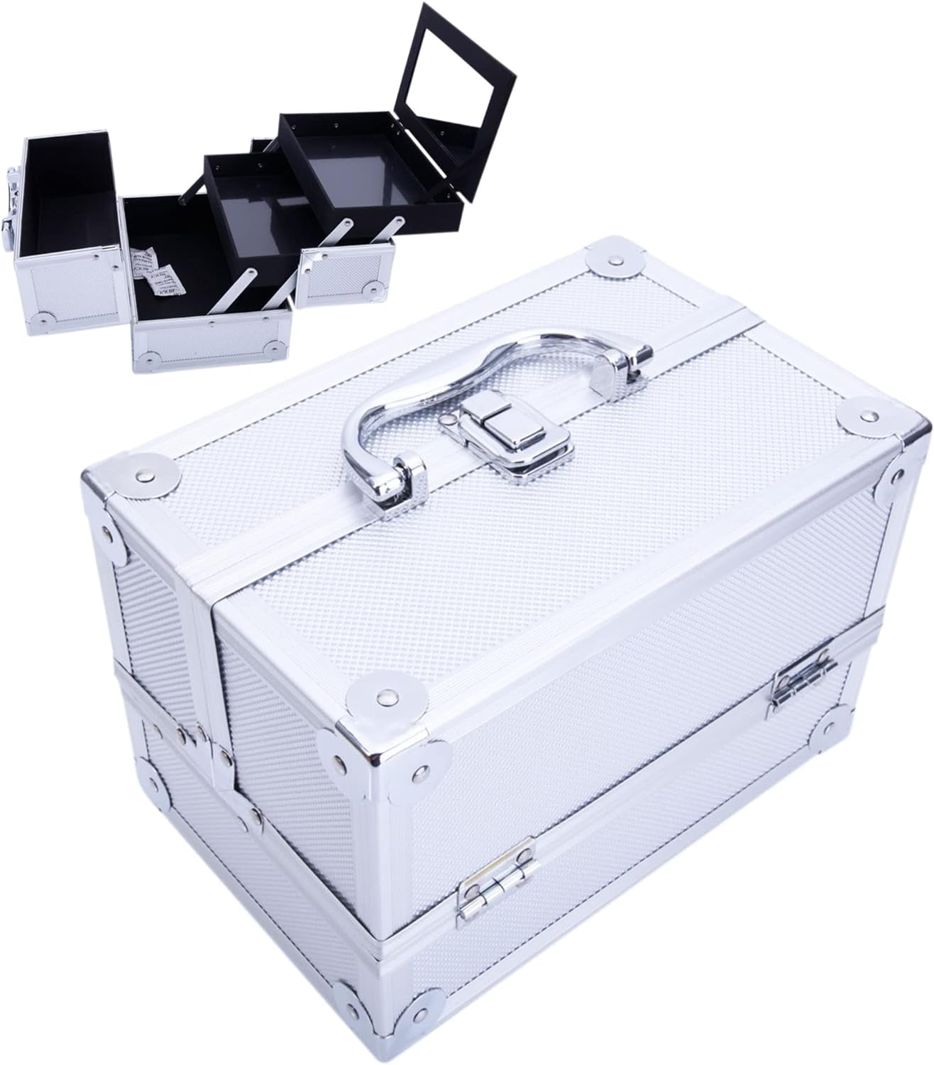 Aluminum Makeup Train Case with Mirror Light Weight Jewelry Box ...