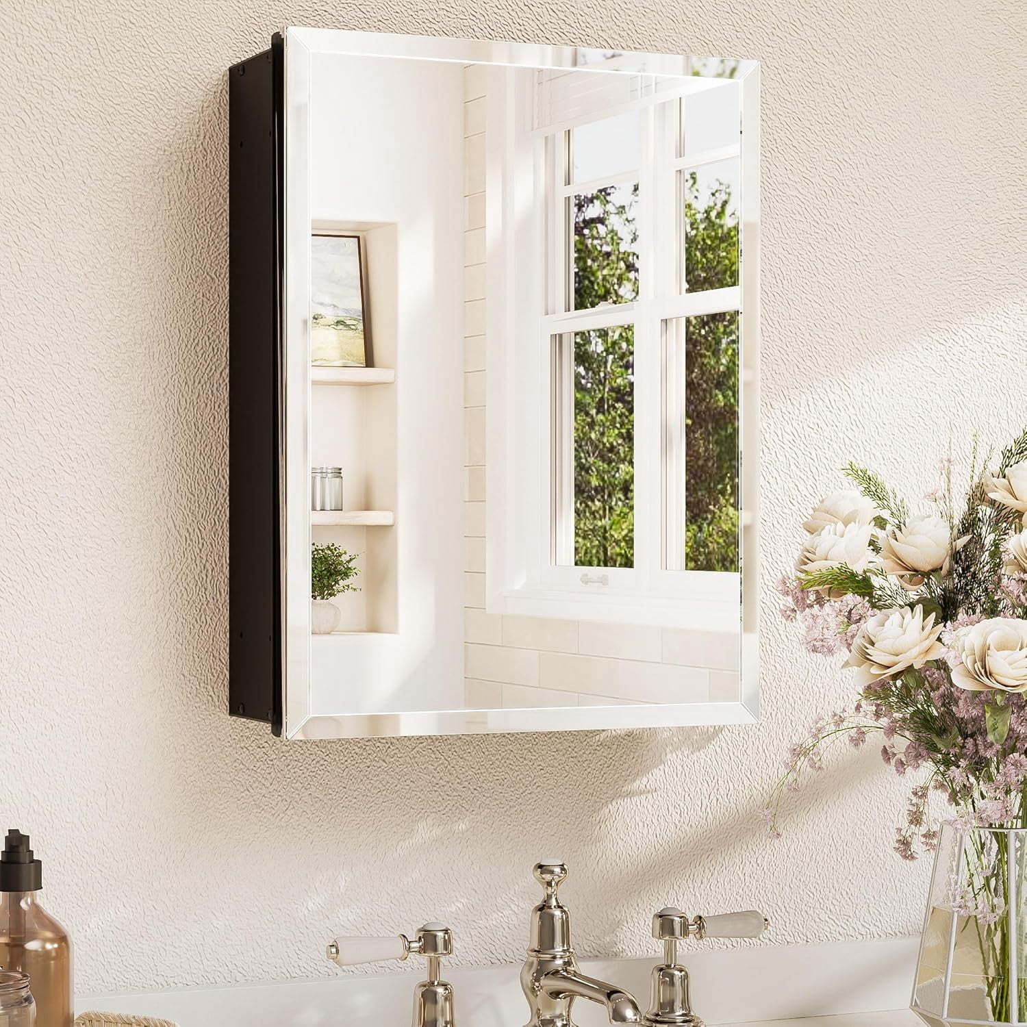 Aluminum Medicine Cabinet with Mirror, Wall Mounted or Recessed ...