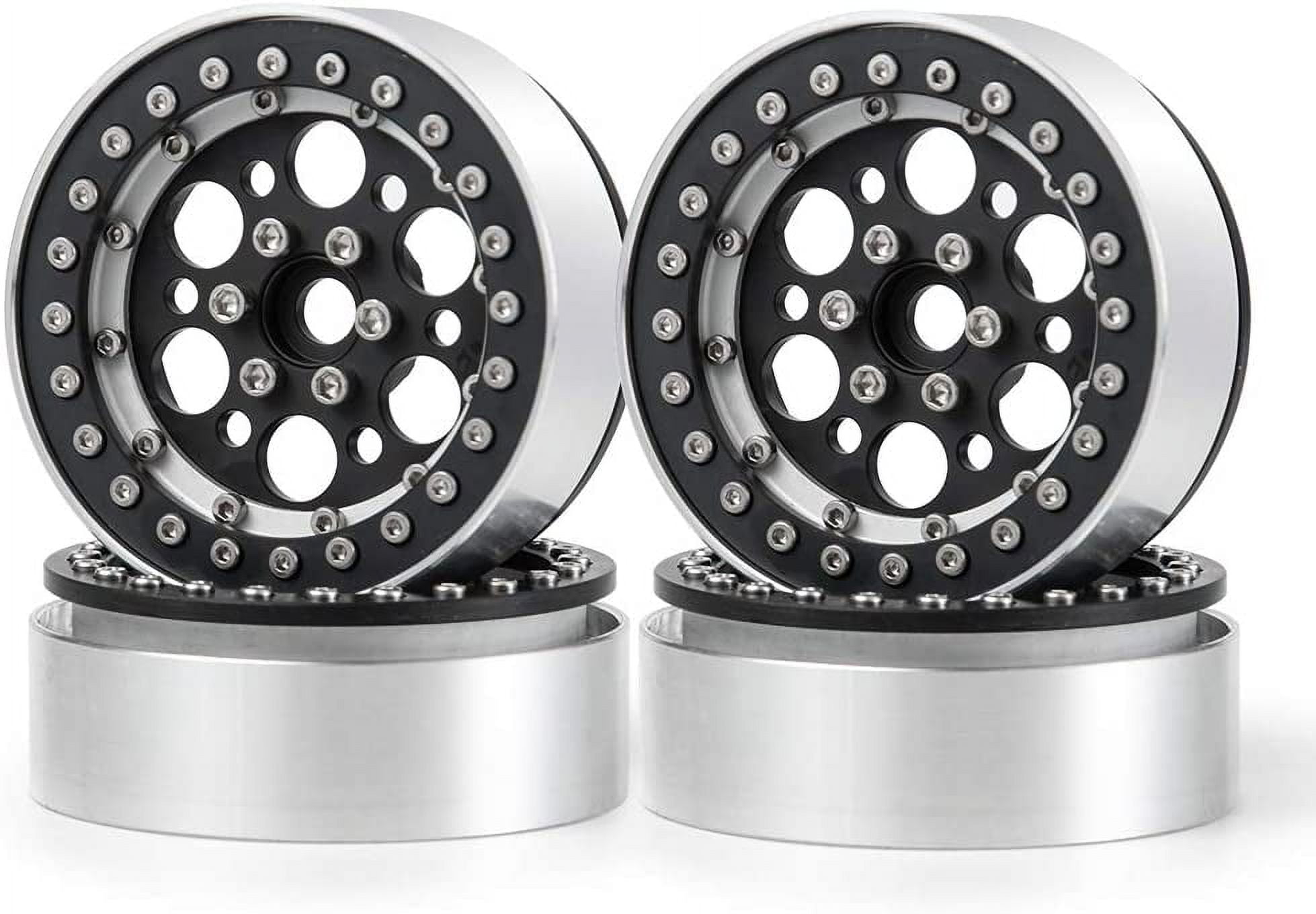 Aluminum Metal Black 1.9" Beadlock Wheels Rims 1/10th Rock Crawler Car Pack of 4 for Axial SCX10 ...
