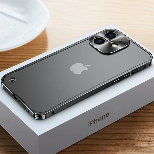 Aluminum Metal Bumper Frame iPhone 15 Pro Max Case (Black) Matte Clear ...