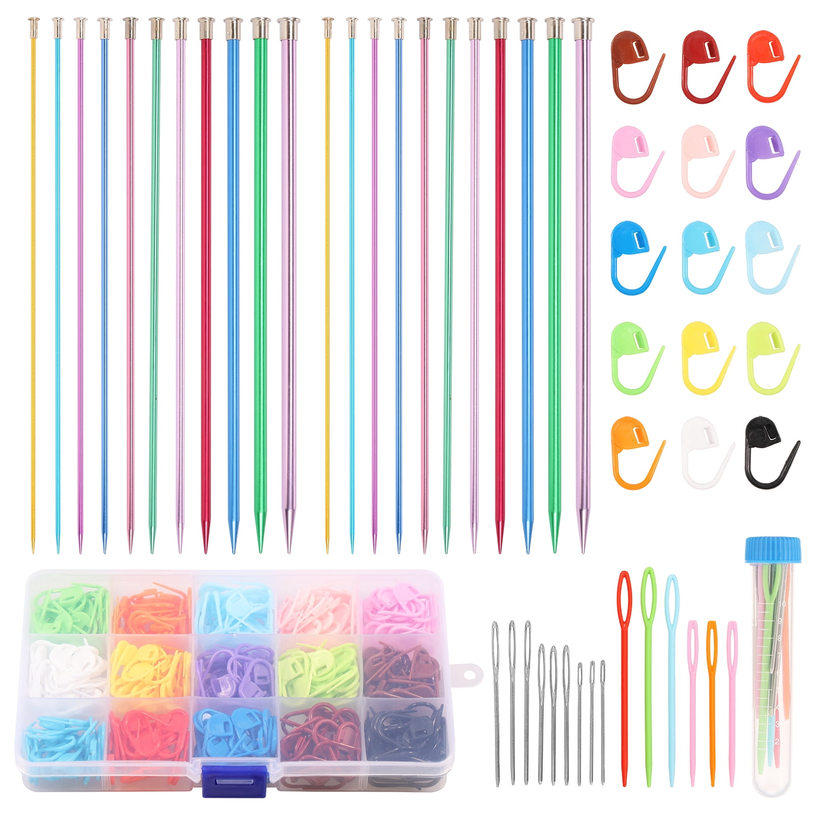 Aluminum Metal Knitting Needle Set Smooth Versatile Colored Straight ...