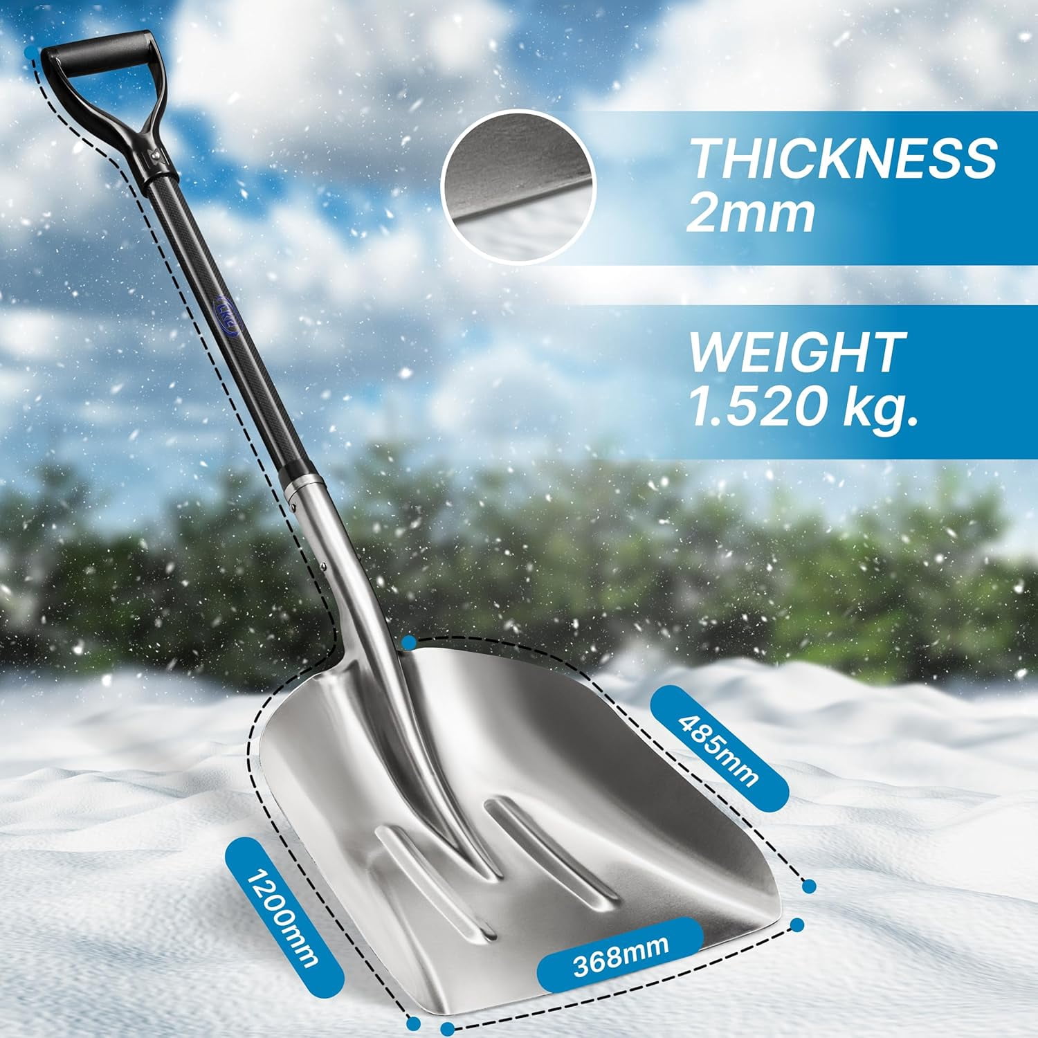 Aluminum Metal Snow Shovel with Ultra Light Carbon Handle Snow Shovel ...