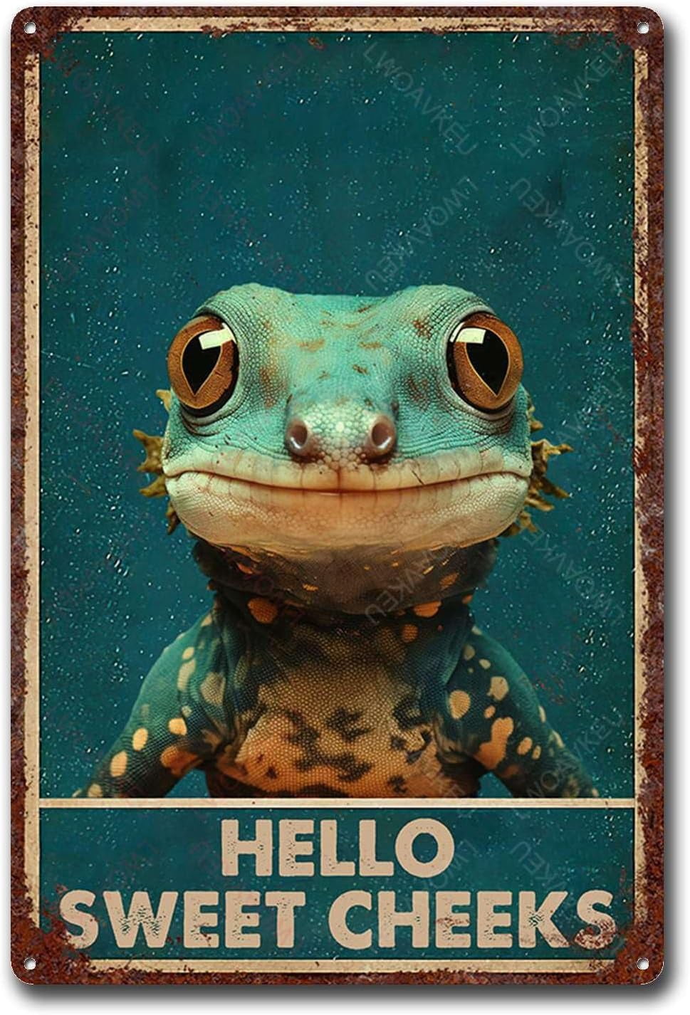 Aluminum Metal Tin Sign Hello Sweet Cheeks Lizard Tin Sign Vintage Art ...