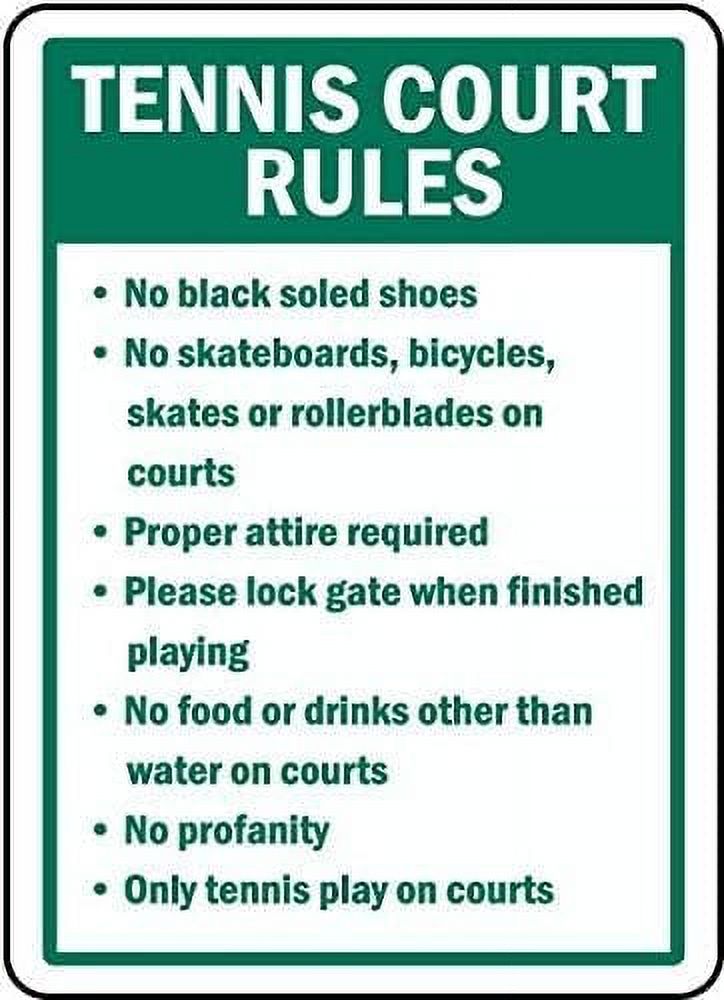 Aluminum Metal Warning Sign Tennis Court Rules For Bars Club ...