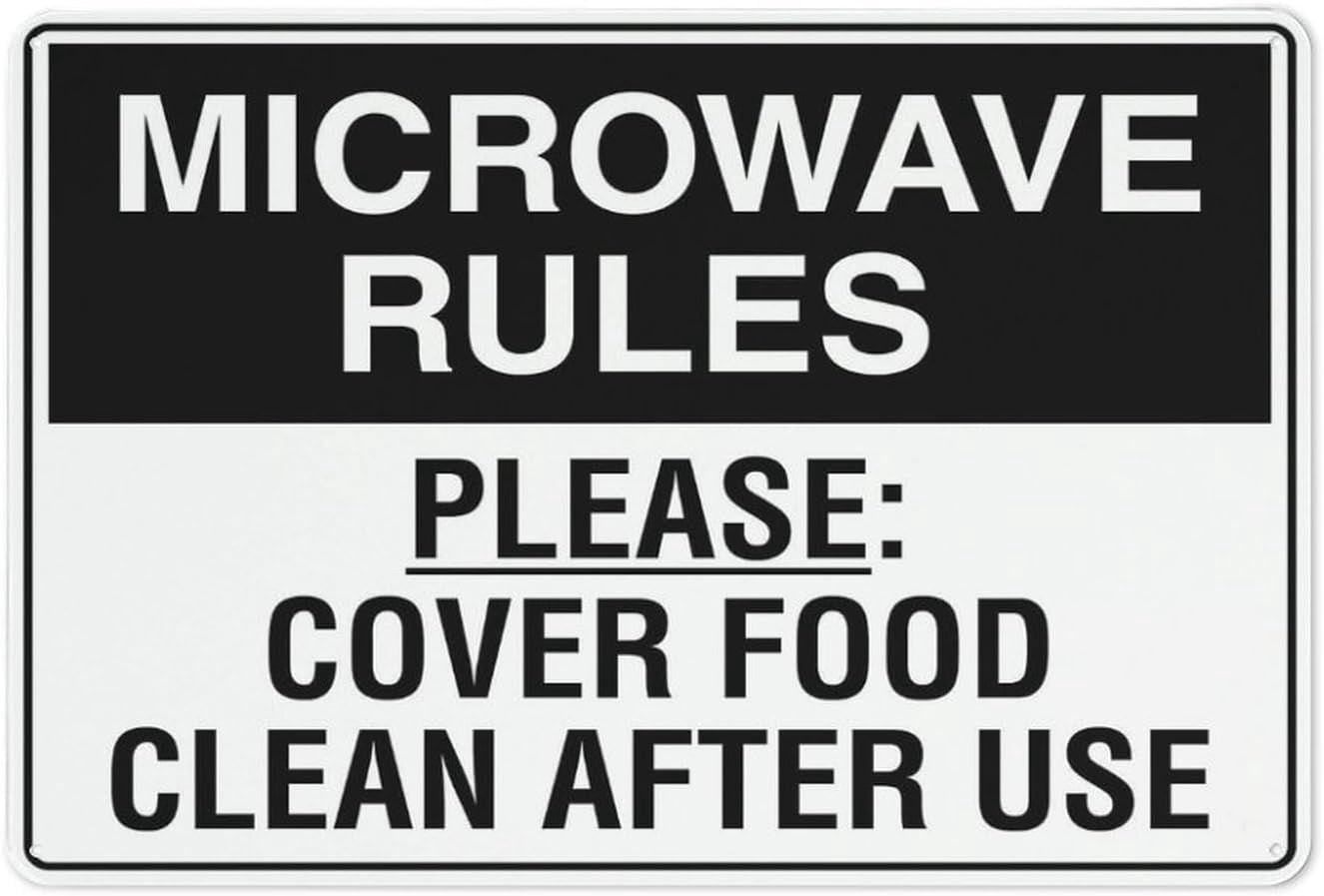 Aluminum Microwave Rules Sign - 12x8 Inch, Minimalist Style, Warning ...