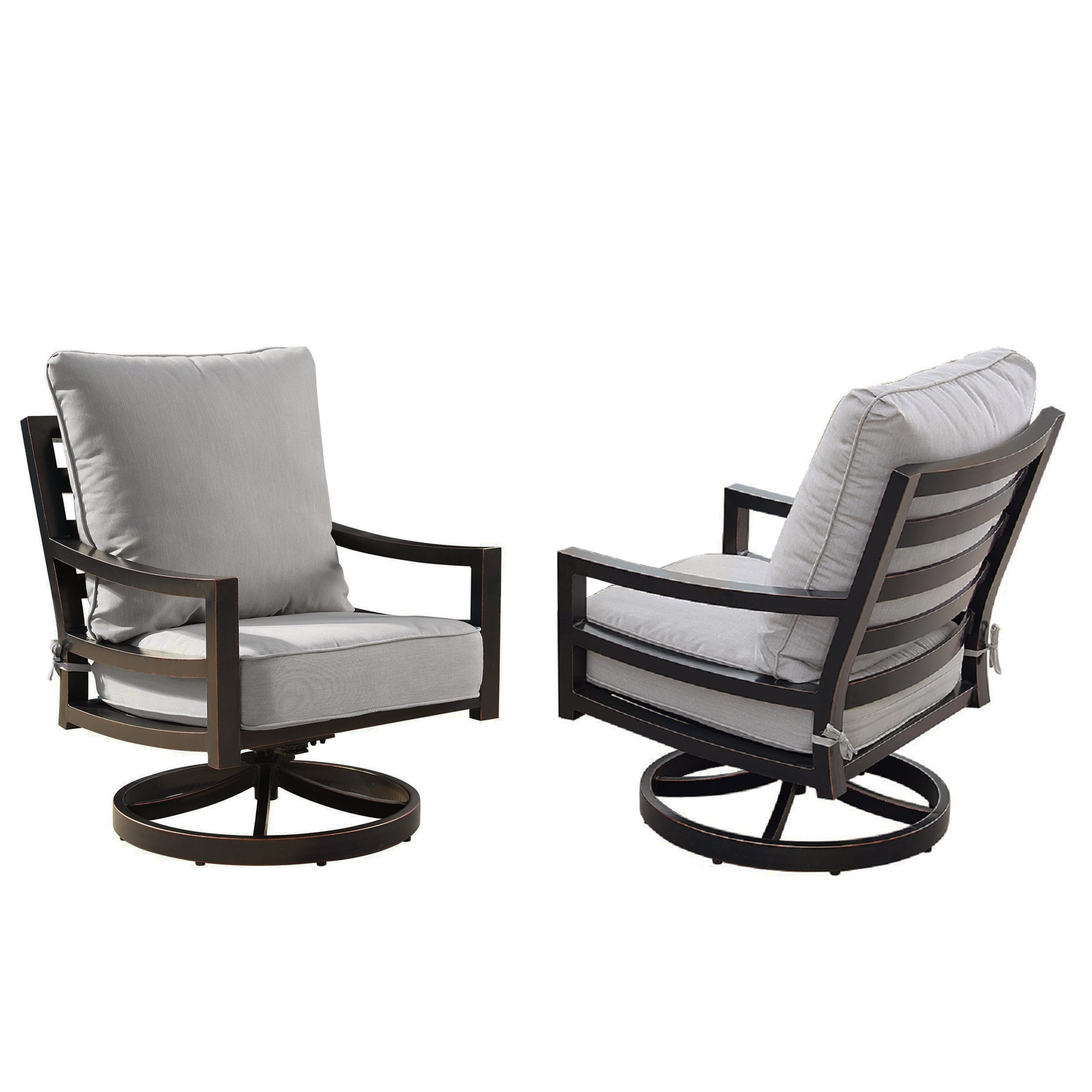 Aluminum Modern Deep Seating Swivel Rocking Club Chairs Grey Cushions ...