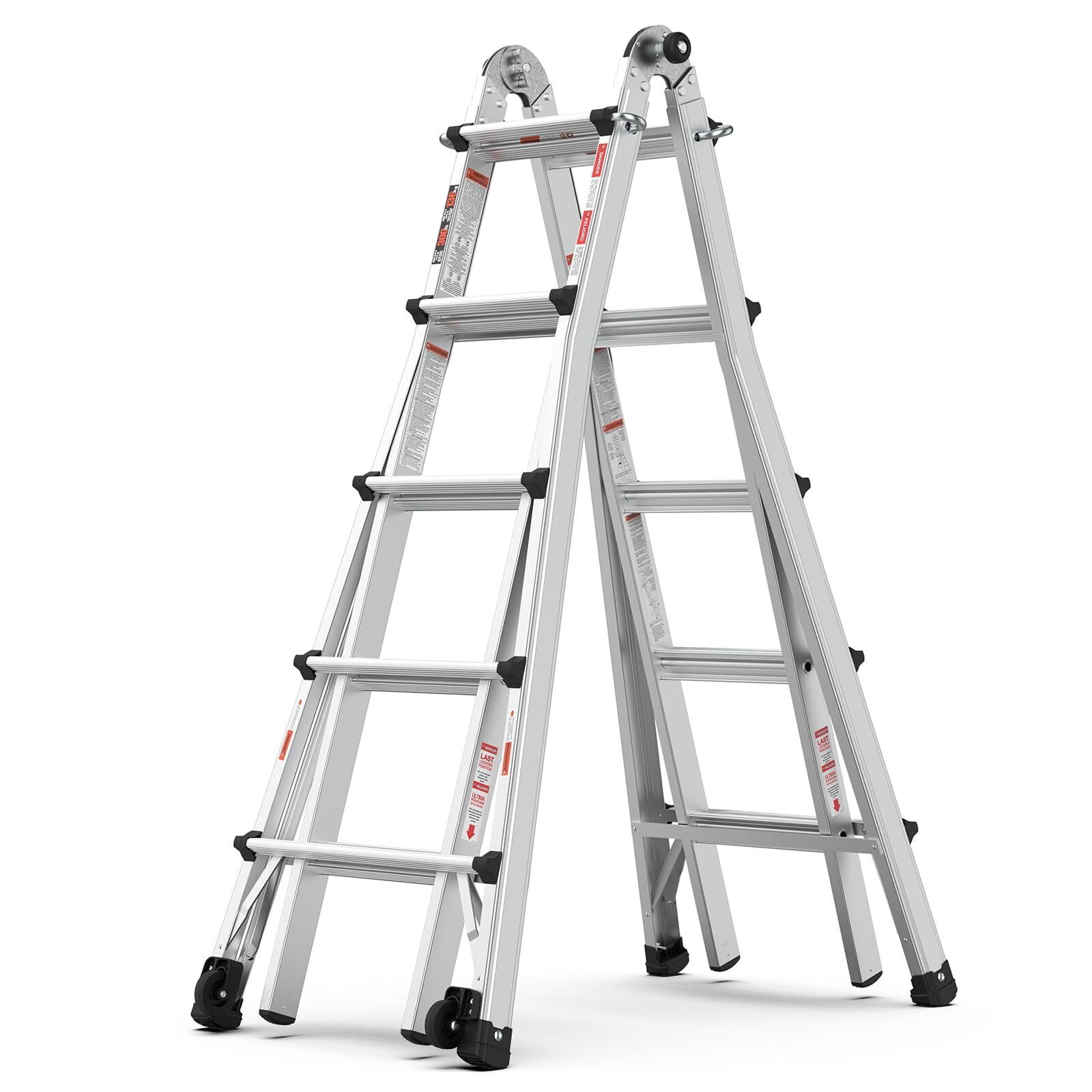 Aluminum Multi-Position Ladder with Wheels, 22 FT Multi Position Ladder ...