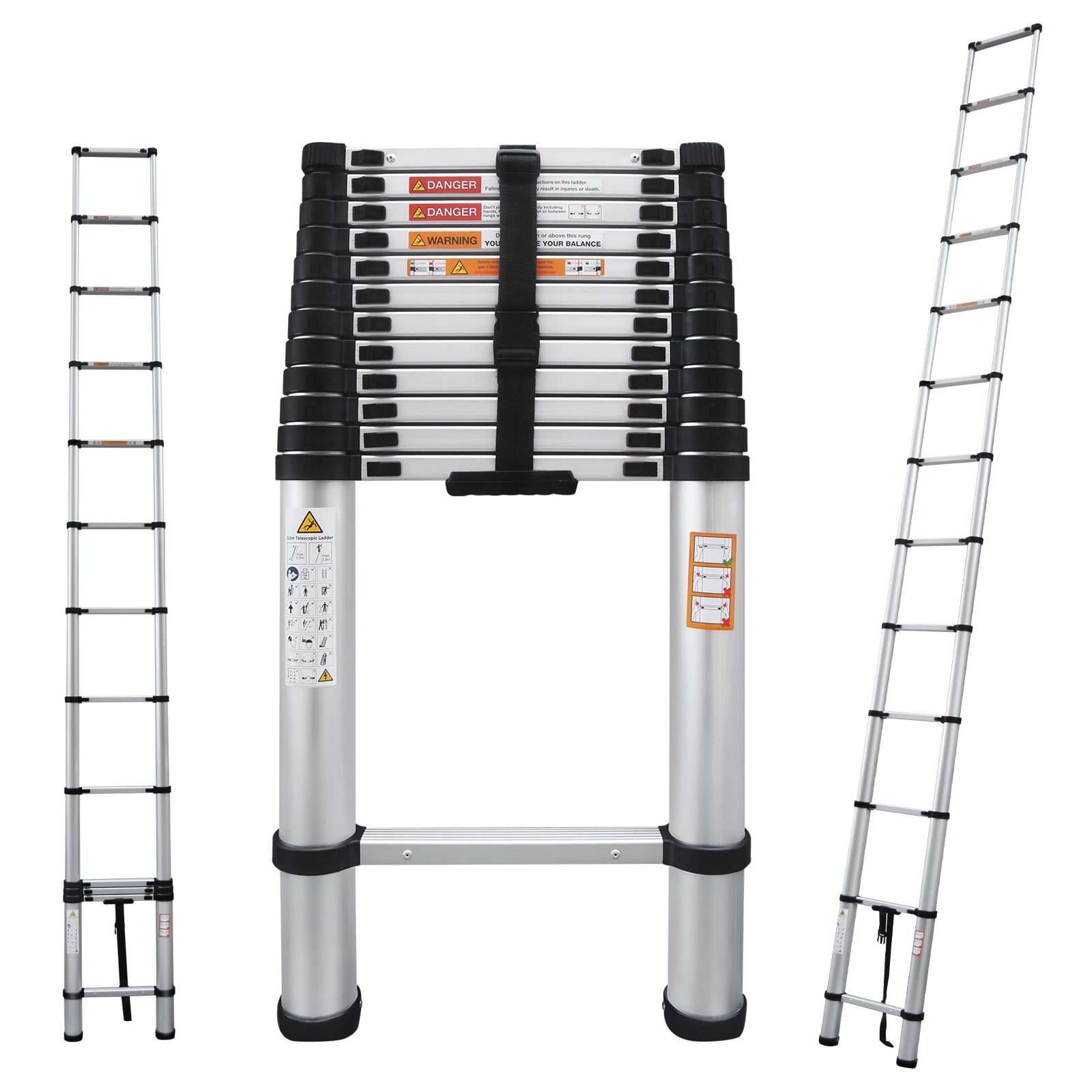 Aluminum Multi-Purpose Telescoping Ladder 12.5ft Extension Folding ...