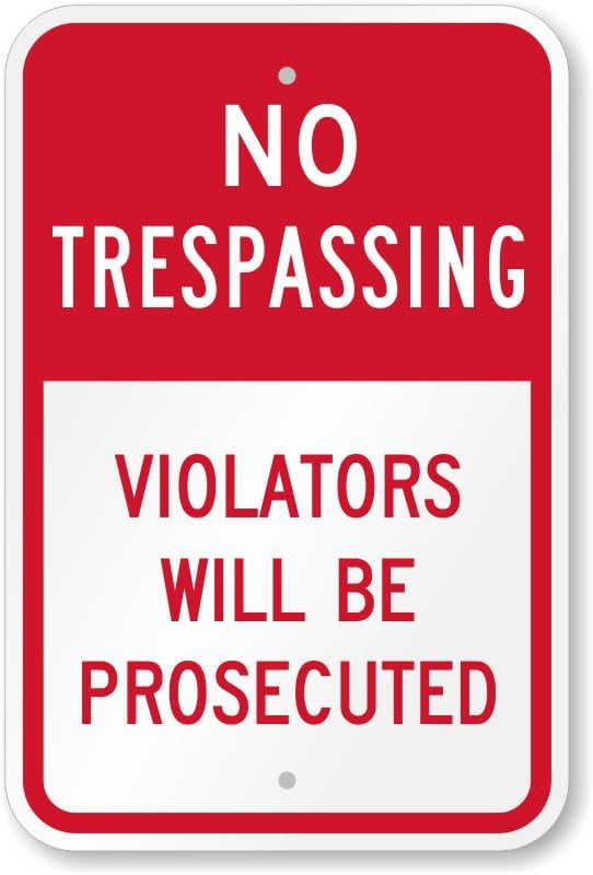 Aluminum No Trespassing Aluminum Weatherproof 8" x 12" Sign p00596 ...