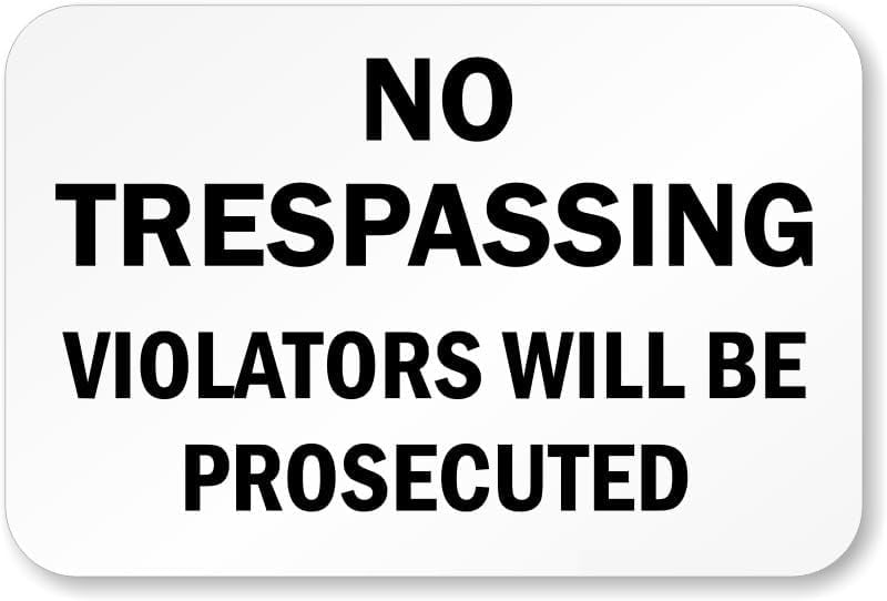 Aluminum No Trespassing Aluminum Weatherproof 8" x 12" Sign p00597 ...