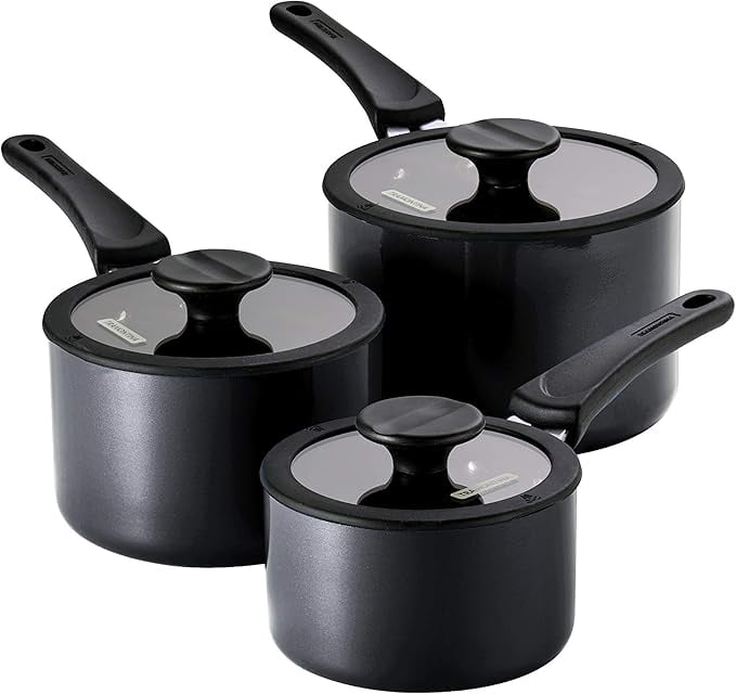 Aluminum Non Stick 6-Piece Nesting Sauce Pan Set with Lids - Gray ...