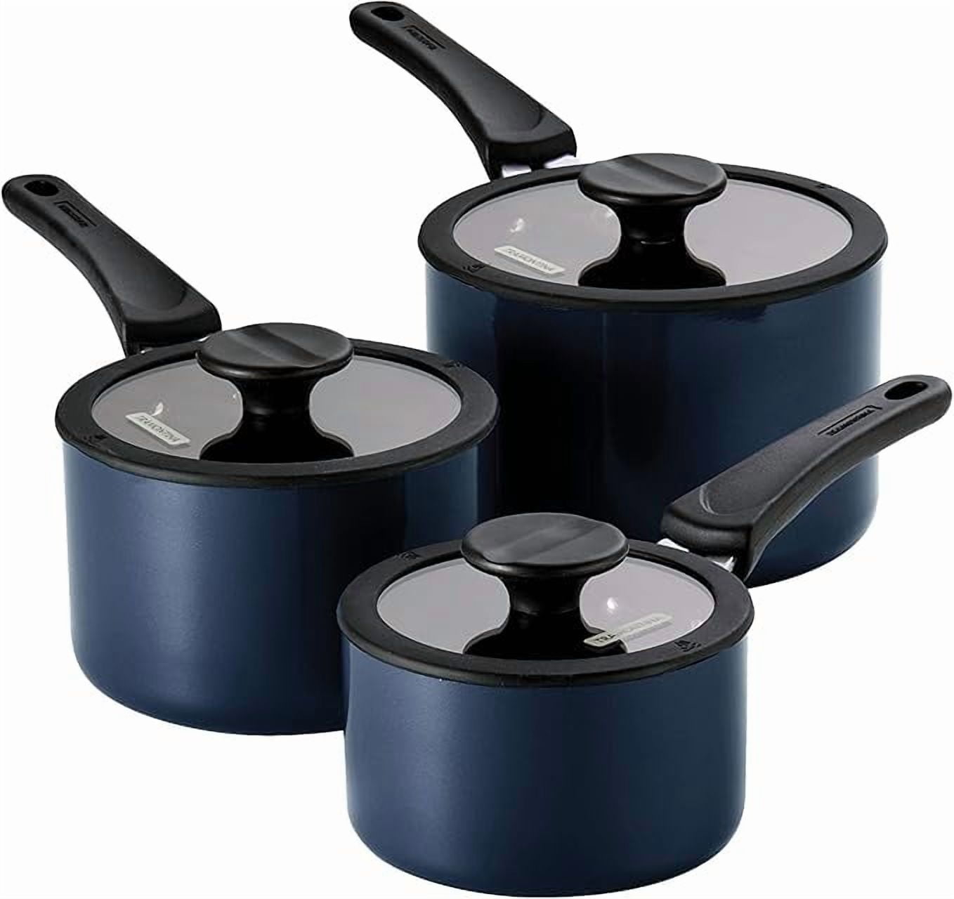Aluminum Non Stick 6-Piece Nesting Sauce Pan Set with Lids - Naval ...