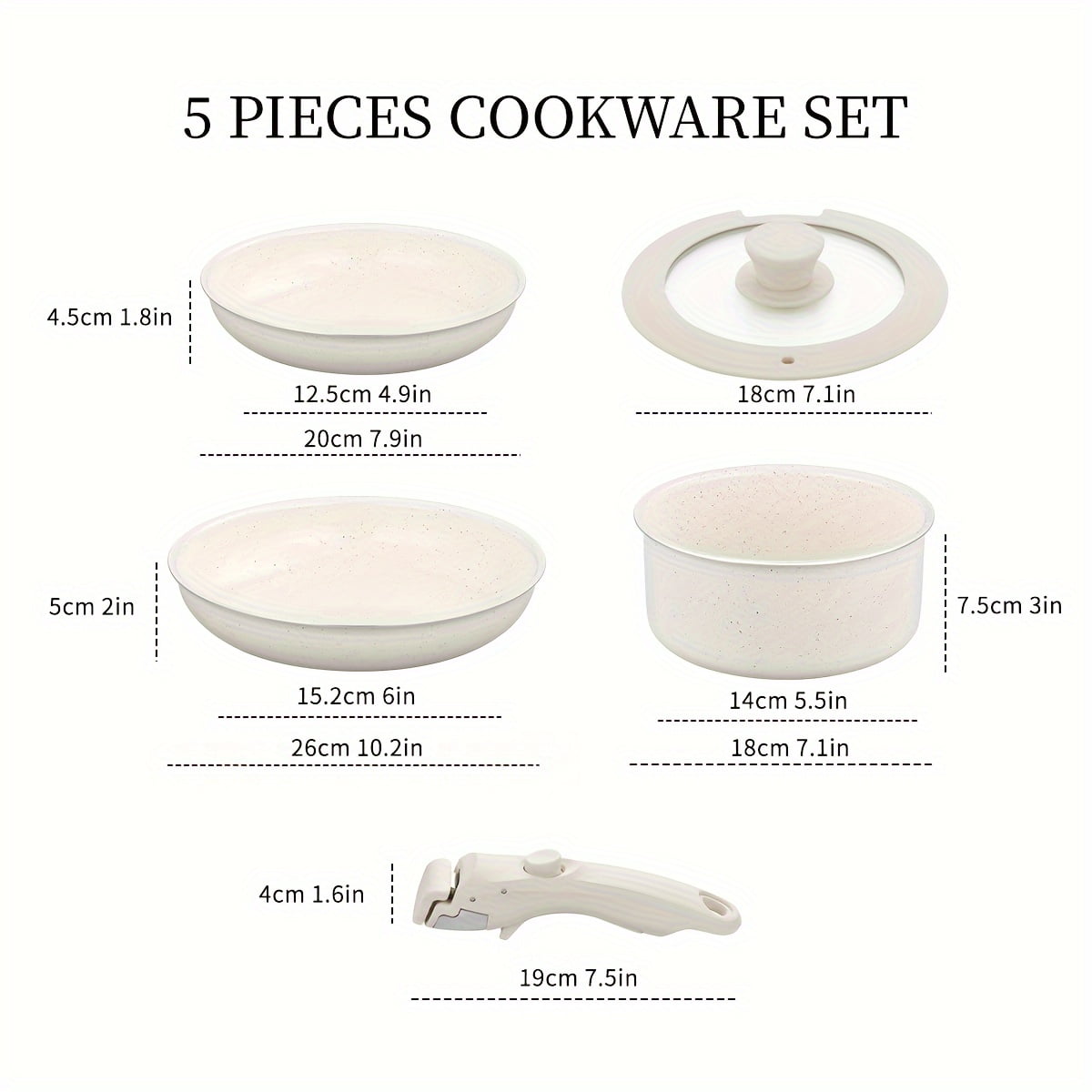 Aluminum Non-Stick Cookware Set, Induction Compatible, Detachable ...