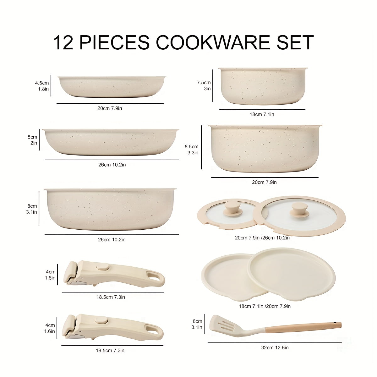 Aluminum Non-Stick Cookware Set, Induction Compatible, Detachable ...