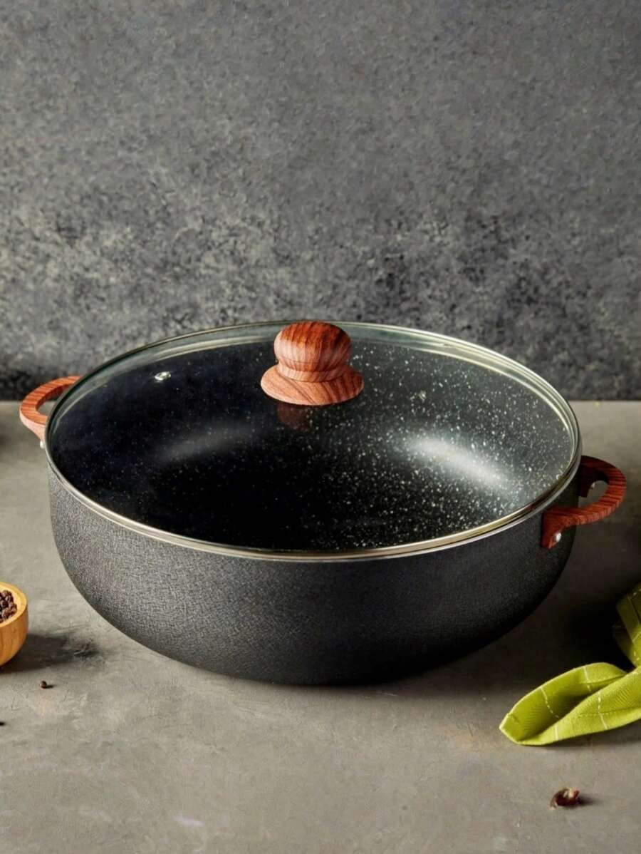 Aluminum Nonstick Pot (4.4qt) - Stone-Like Exterior, White-Speckled ...