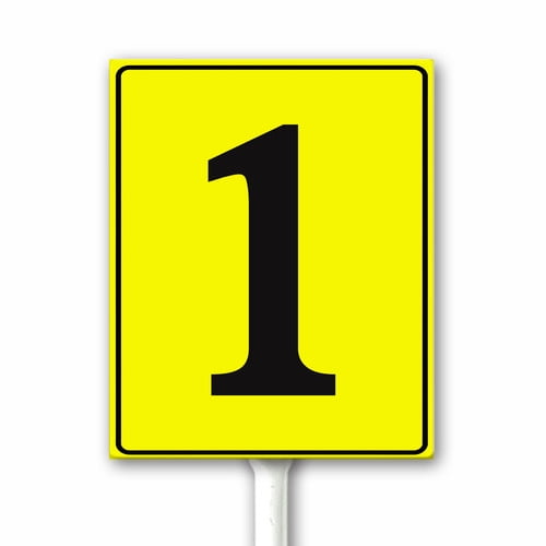 Aluminum Number Signs 1, Metal Yellow Numbered Signs With Stake Outdoor ...