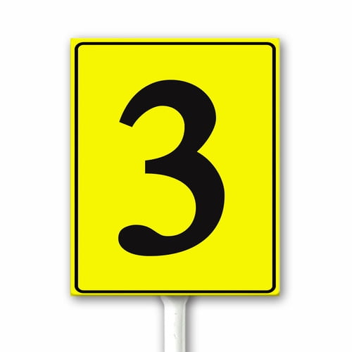 Aluminum Number Signs 3, Metal Yellow Numbered Signs With Stake Outdoor ...