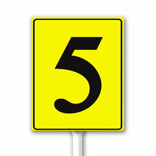 Aluminum Number Signs 5, Metal Yellow Numbered Signs With Stake Outdoor ...