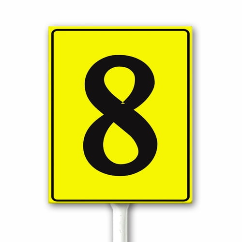 Aluminum Number Signs 8, Metal Yellow Numbered Signs With Stake Outdoor ...