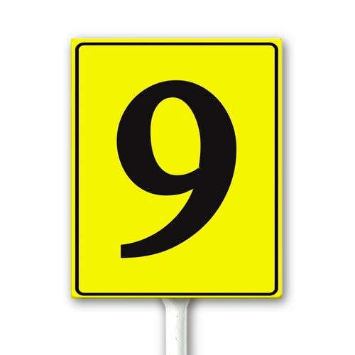 Aluminum Number Signs 9, Metal Yellow Numbered Signs With Stake Outdoor ...