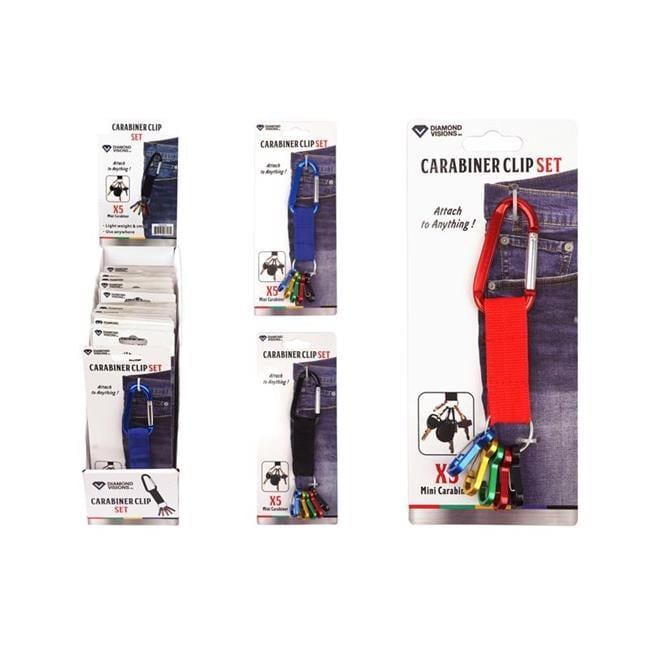 Aluminum & Nylon Carabiner Clip Set, Assorted Color - Pack of 18 ...