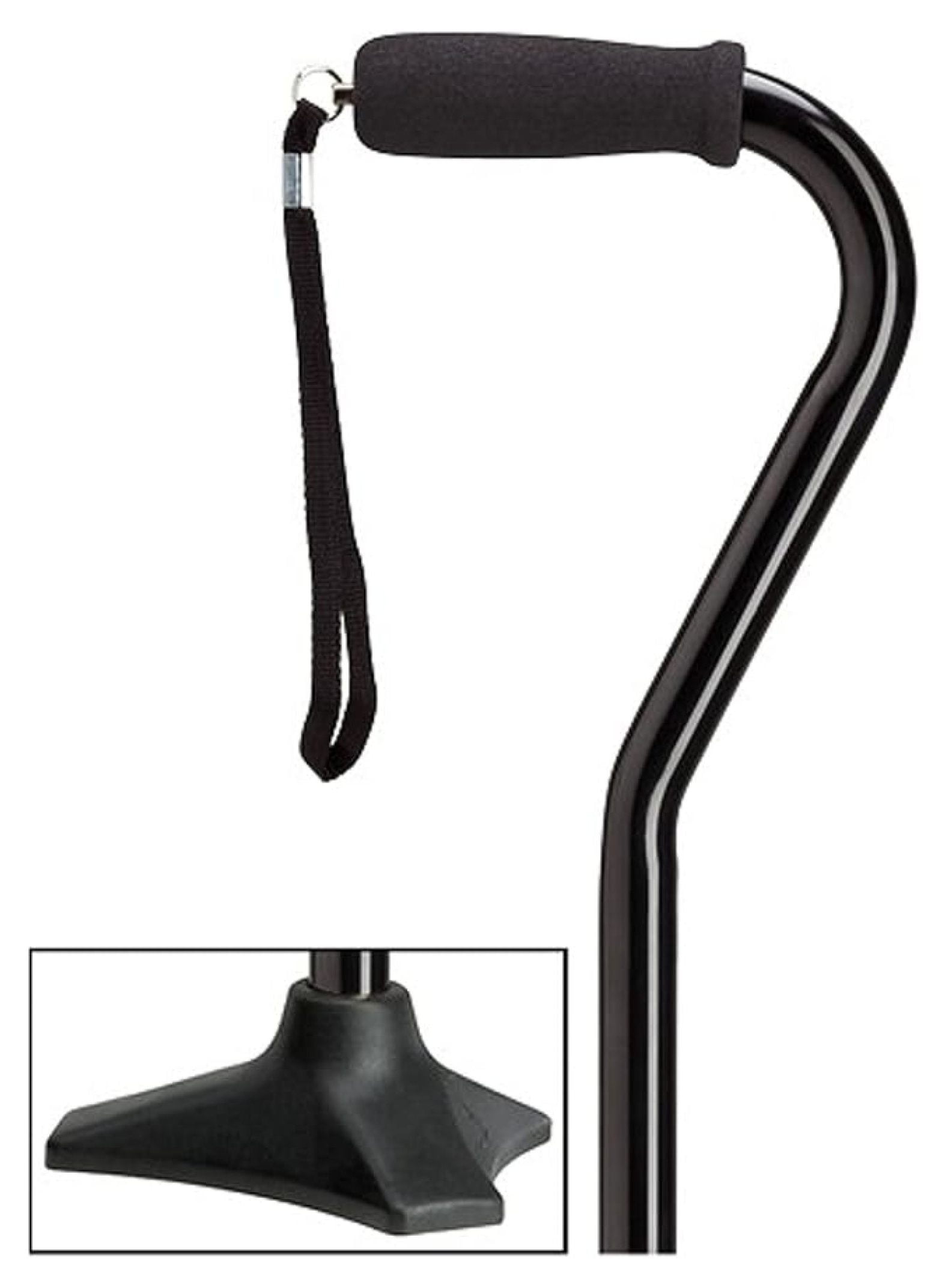 Aluminum Offset Cane – Black Walking Stick with Able Tripod Base ...