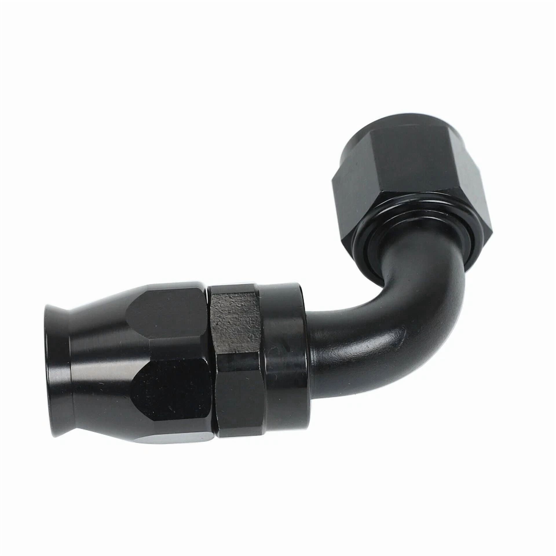 Aluminum One Piece Full Flow Swivel Hose End -8AN Fitting Black 8AN 90 ...