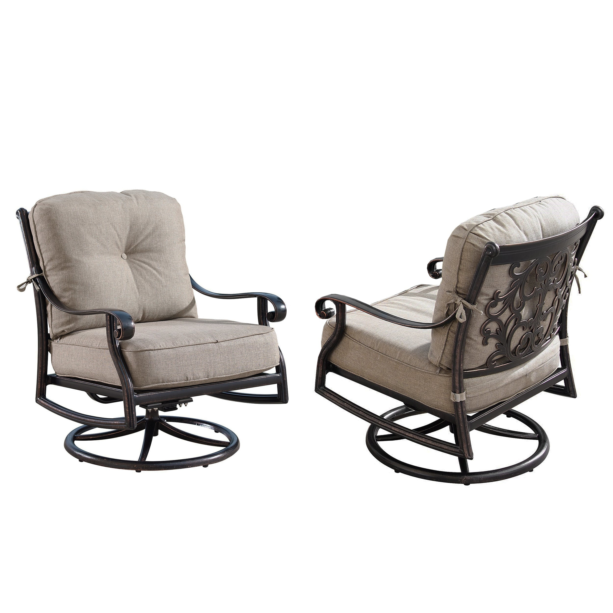 Ornate Aluminum 360-Degree Swivel Rocking Club Chairs with Deep Seating ...