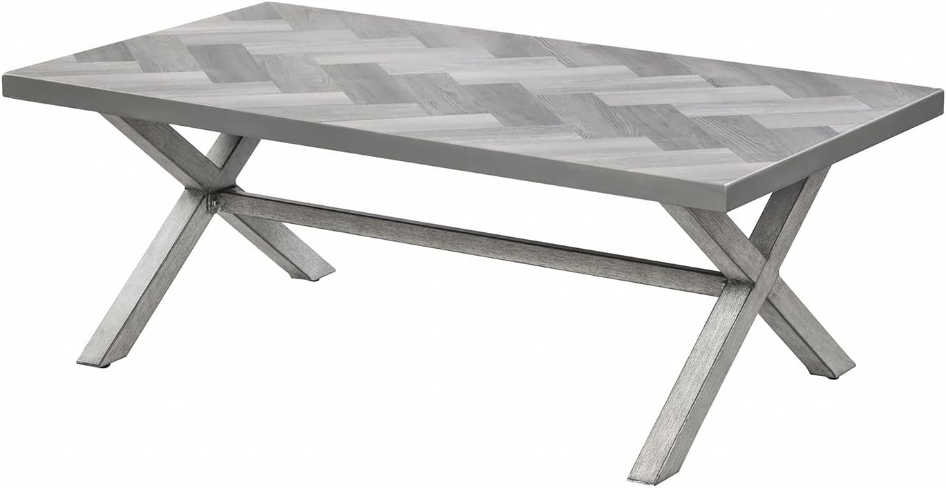 Aluminum Outdoor Coffee Table, All-Weather Rectangle Patio Coffee Table ...