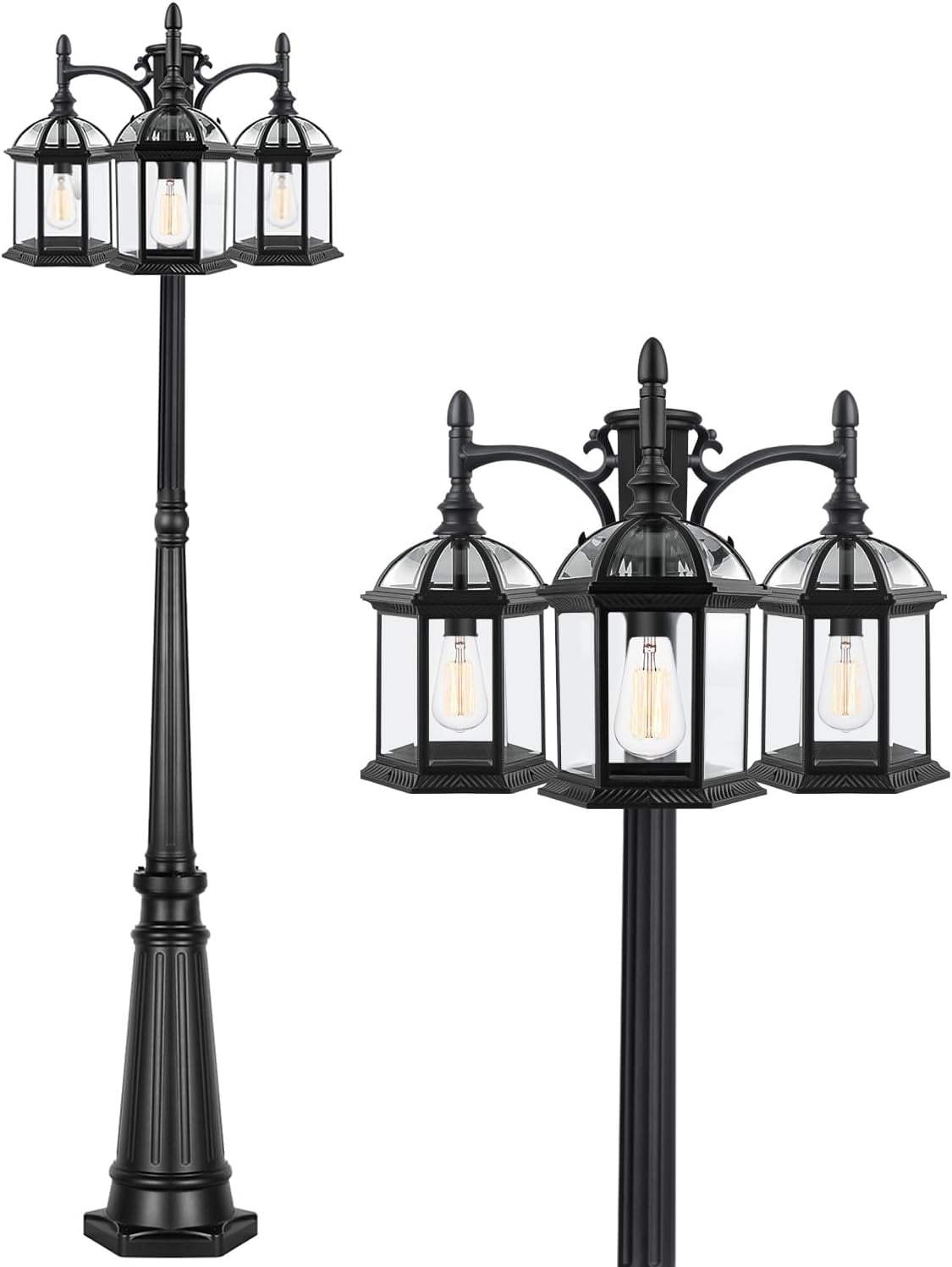Aluminum Outdoor Lamp Post Birdcage, Hardwired Street Light Post for ...